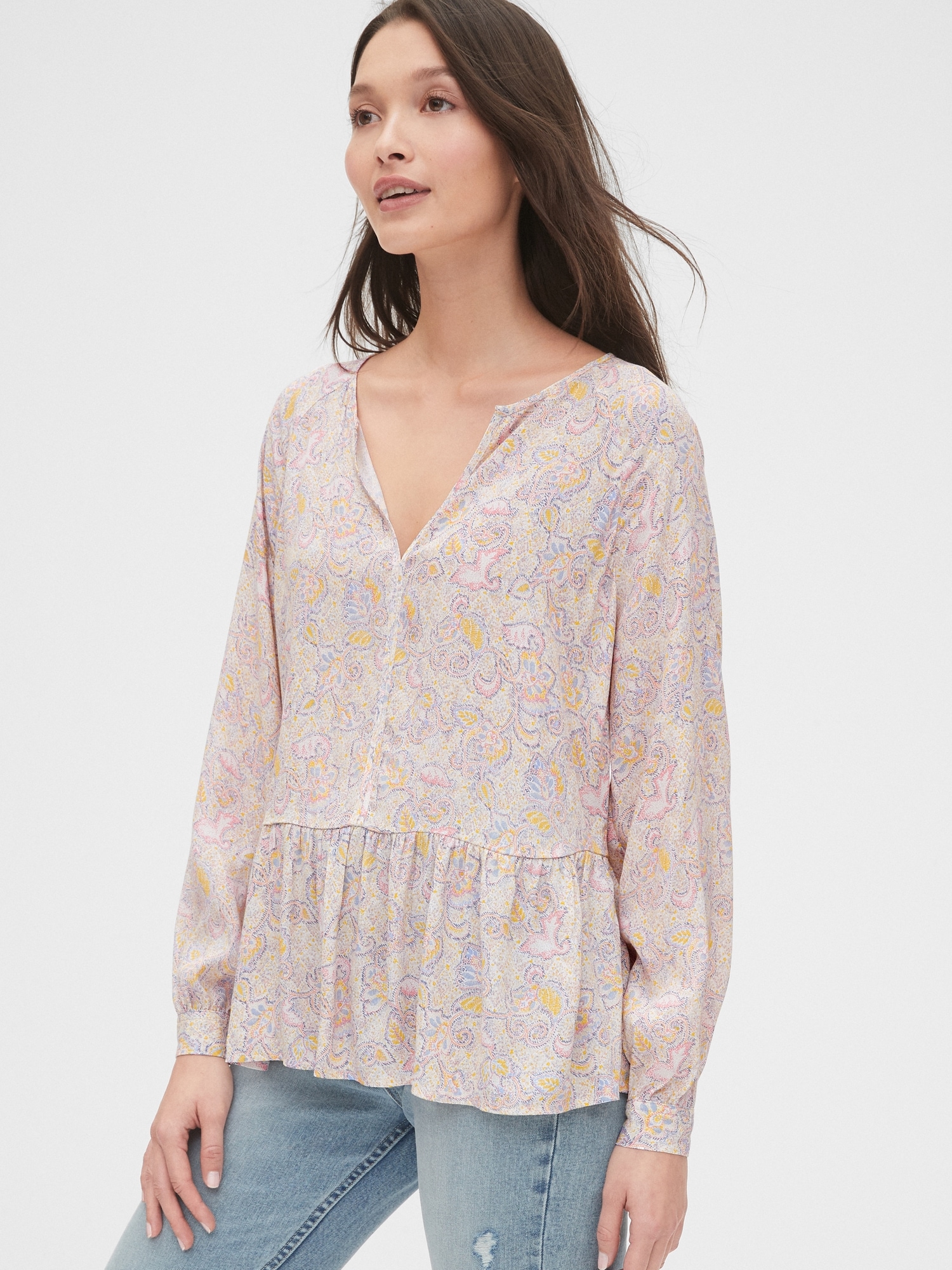 Split-Neck Peplum Top | Gap