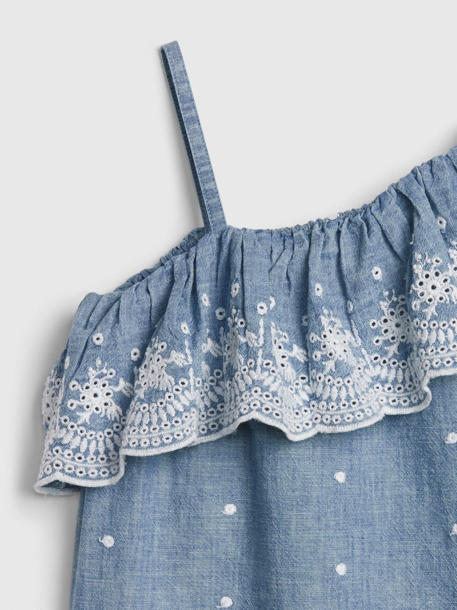Kids Chambray Eyelet Ruffle Top | Gap