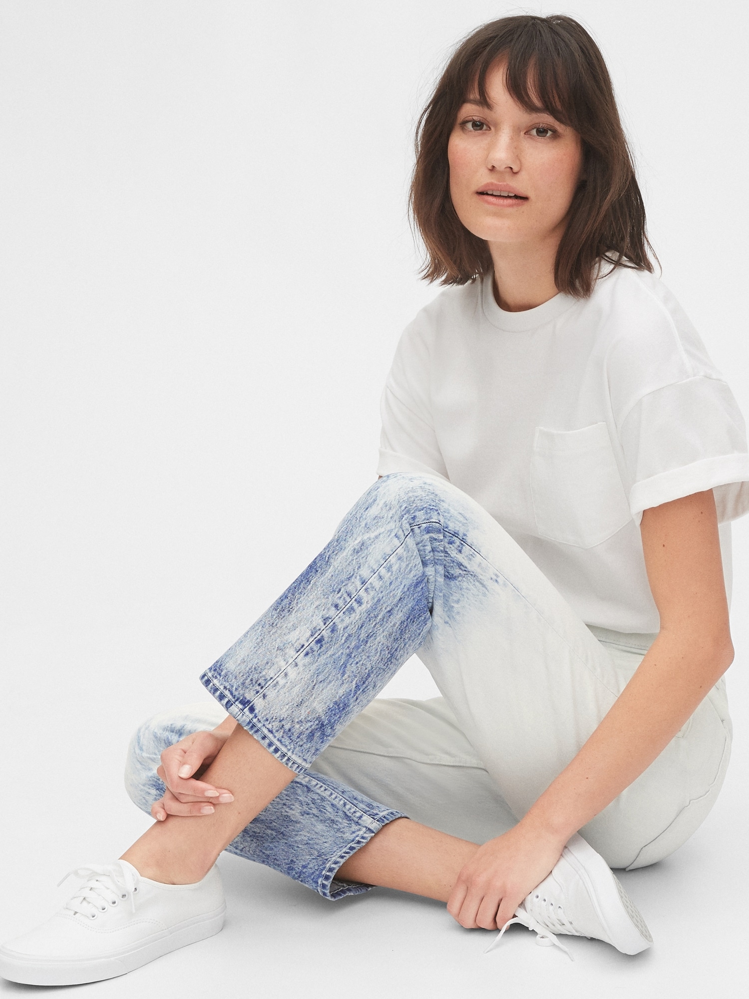 High Rise Bleached Cheeky Straight Jeans | Gap