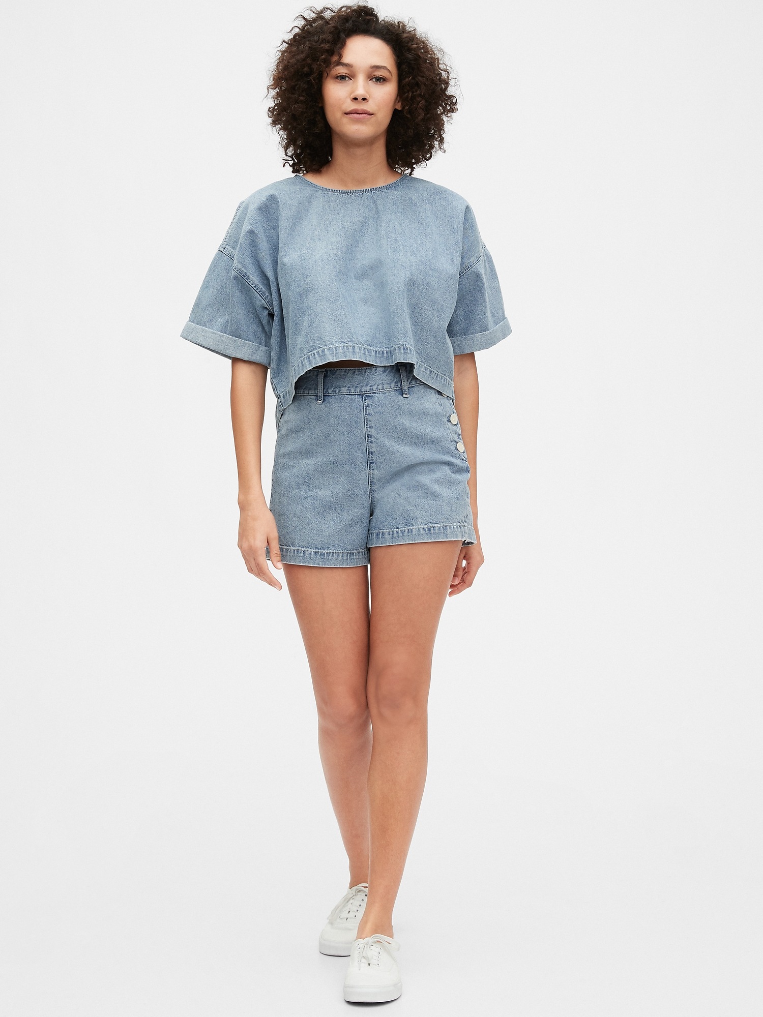 Side-Button Denim Shorts | Gap