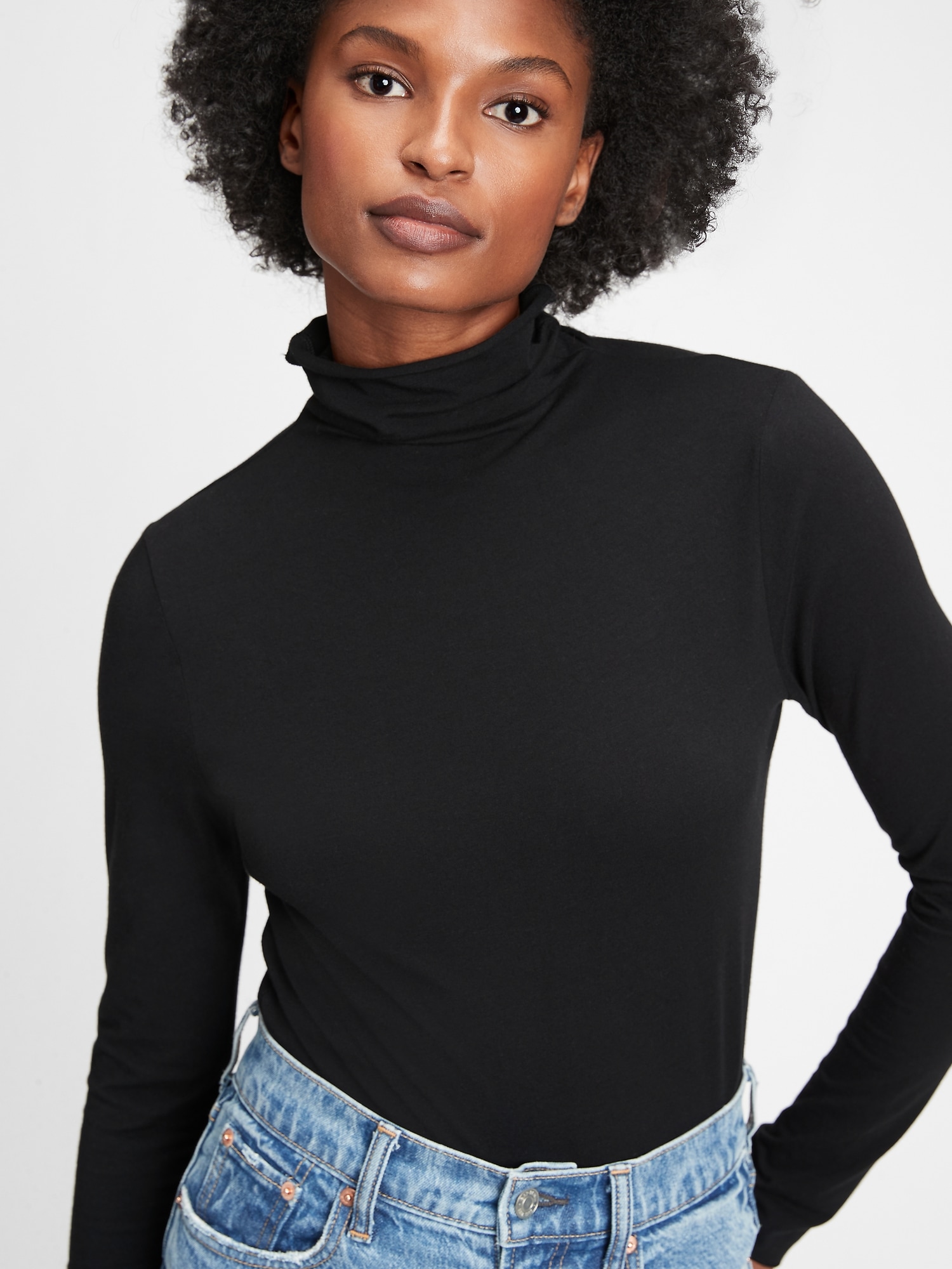 Fitted Funnel-Neck T-Shirt | Gap