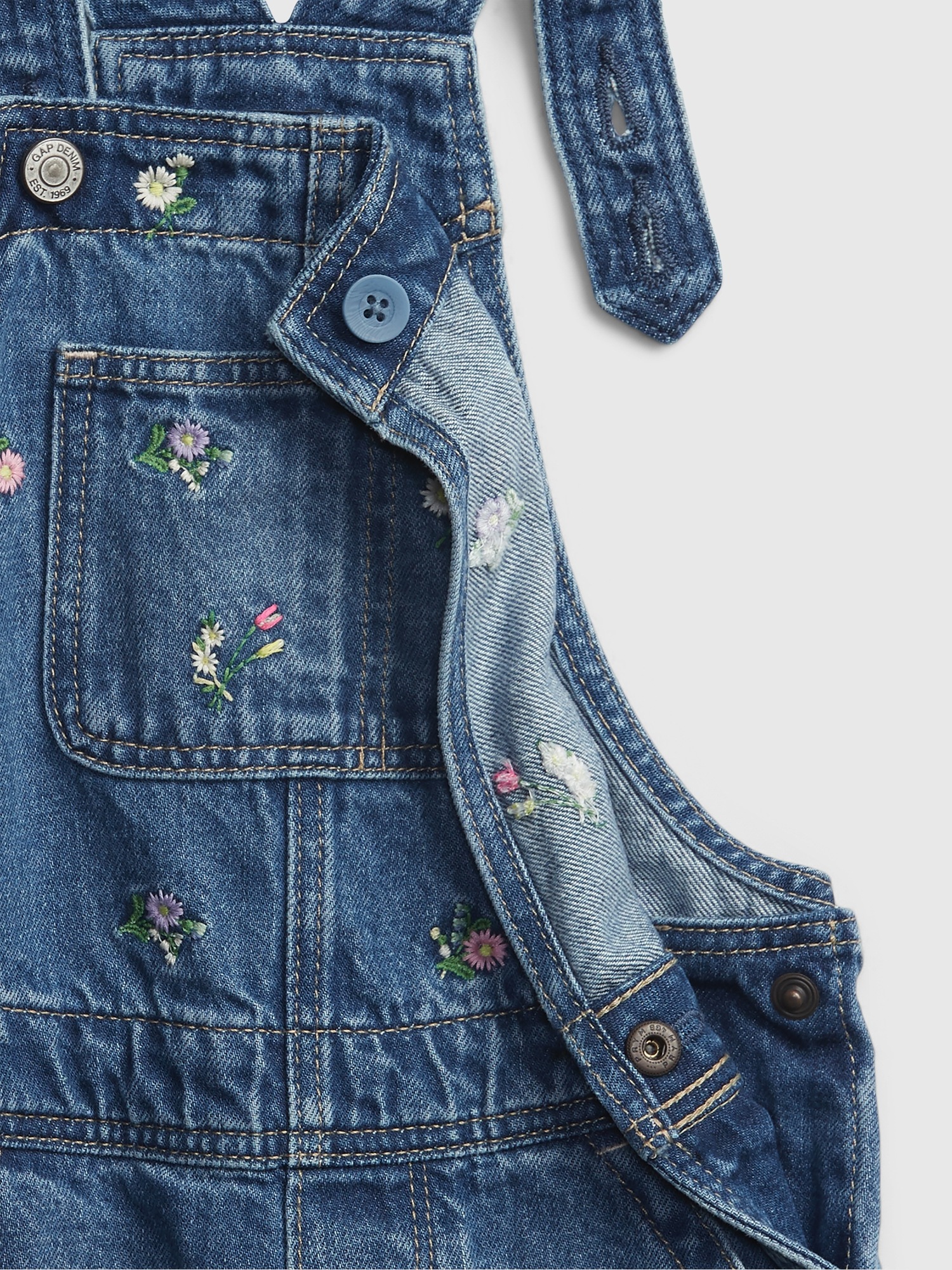 Toddler Embroidered Floral Shortall with Washwell™ | Gap
