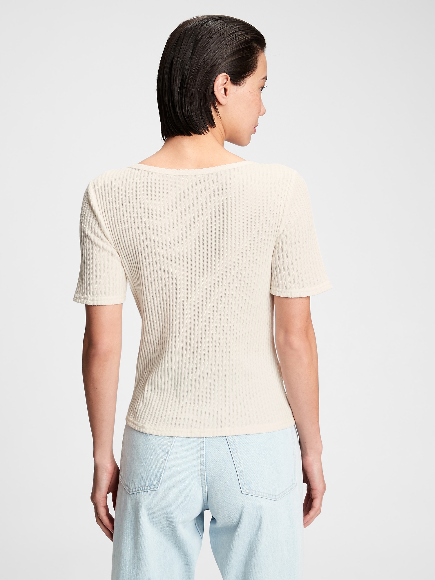 Pointelle Button-Front T-Shirt | Gap
