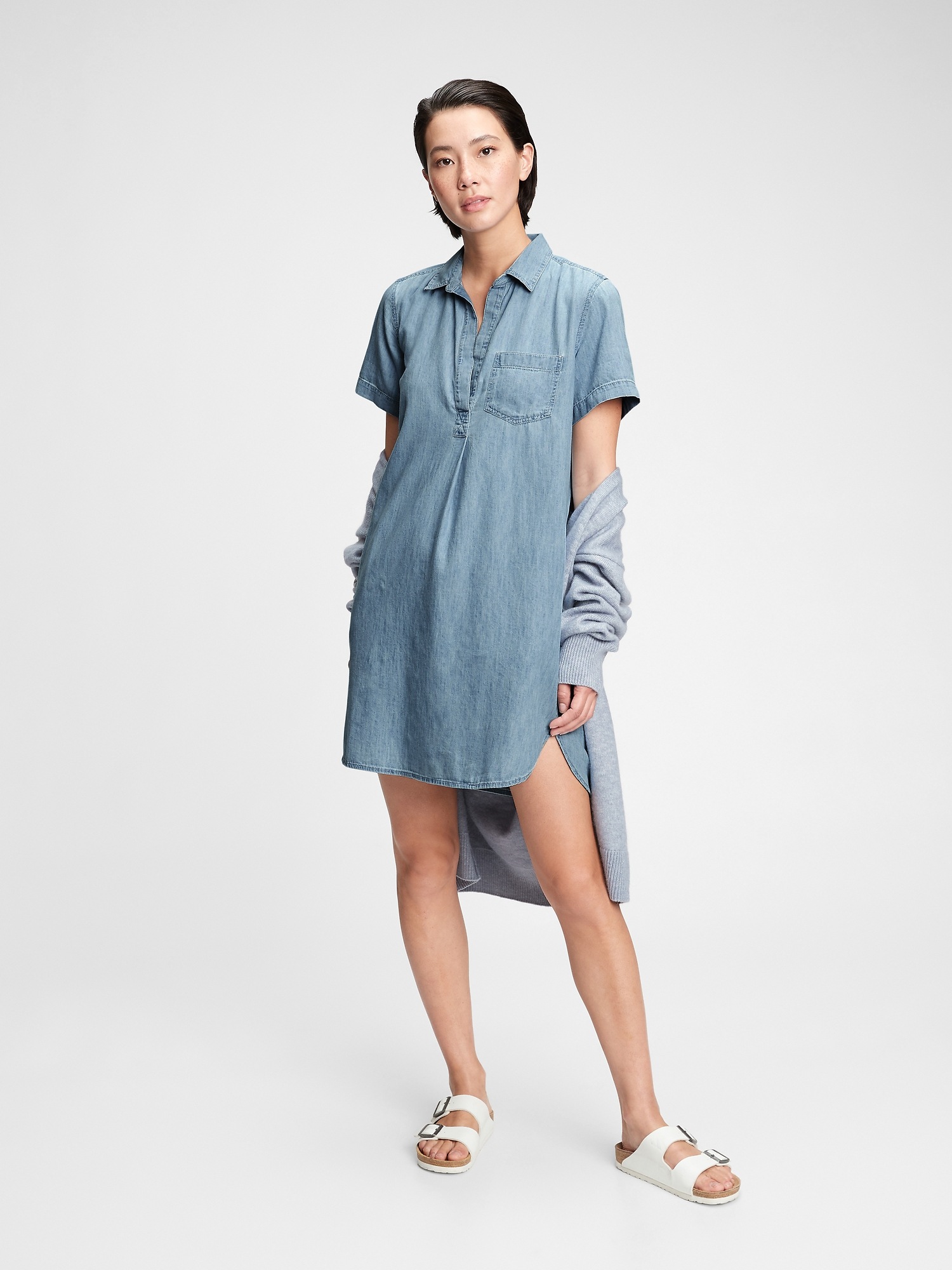 Denim Popover Dress with Washwell™ | Gap
