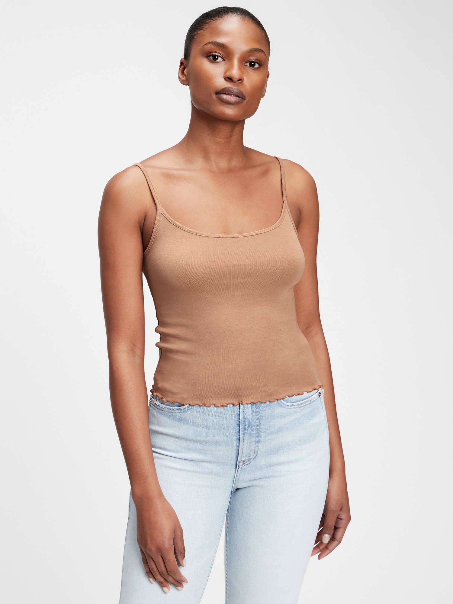 Modern Cropped Lettuce Hem Tank Top | Gap