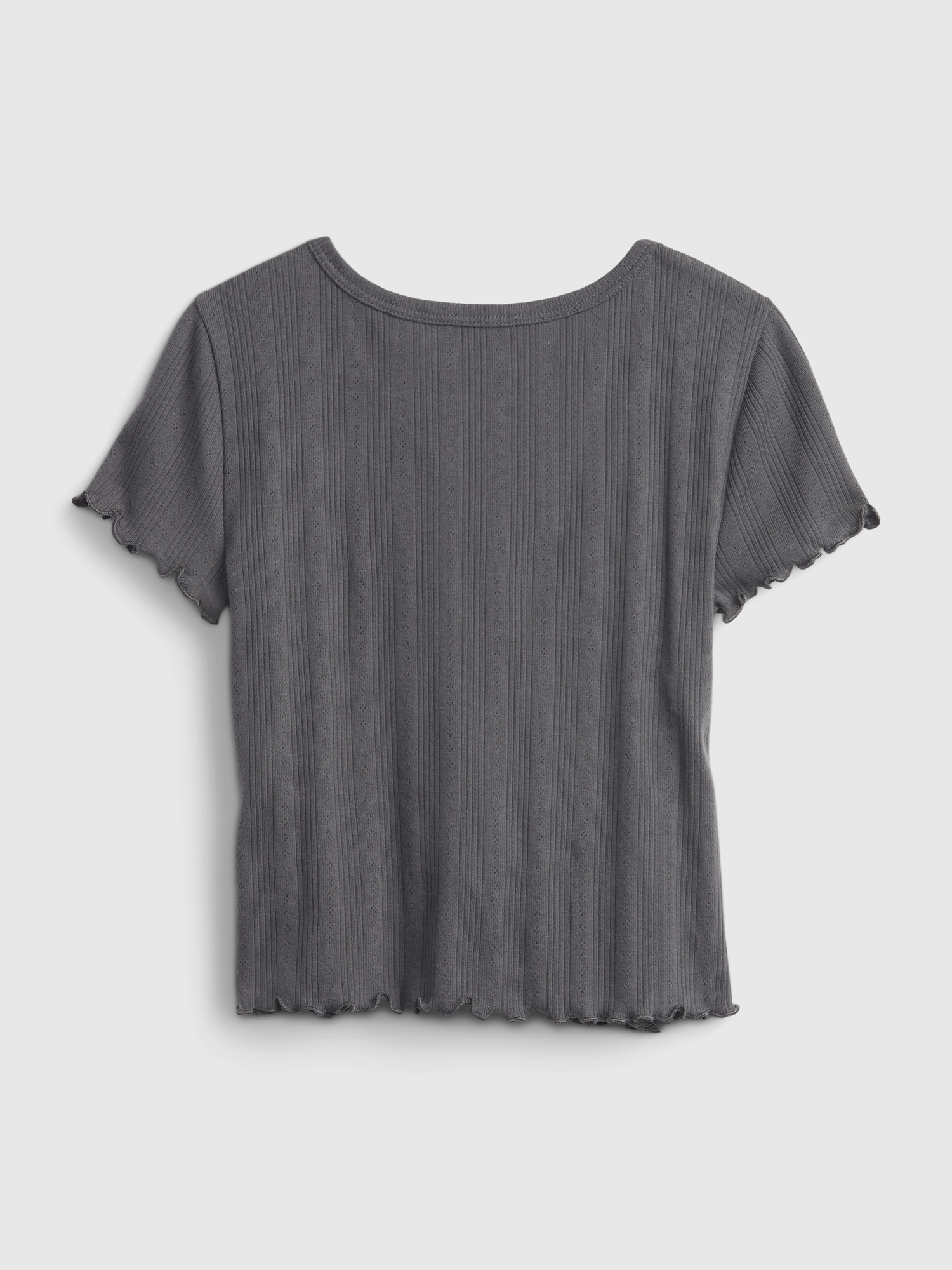 Teen Pointelle V-Neck Button-Front T-Shirt | Gap
