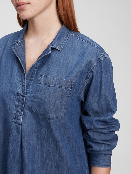 100% Organic Cotton Denim Popover Shirt | Gap