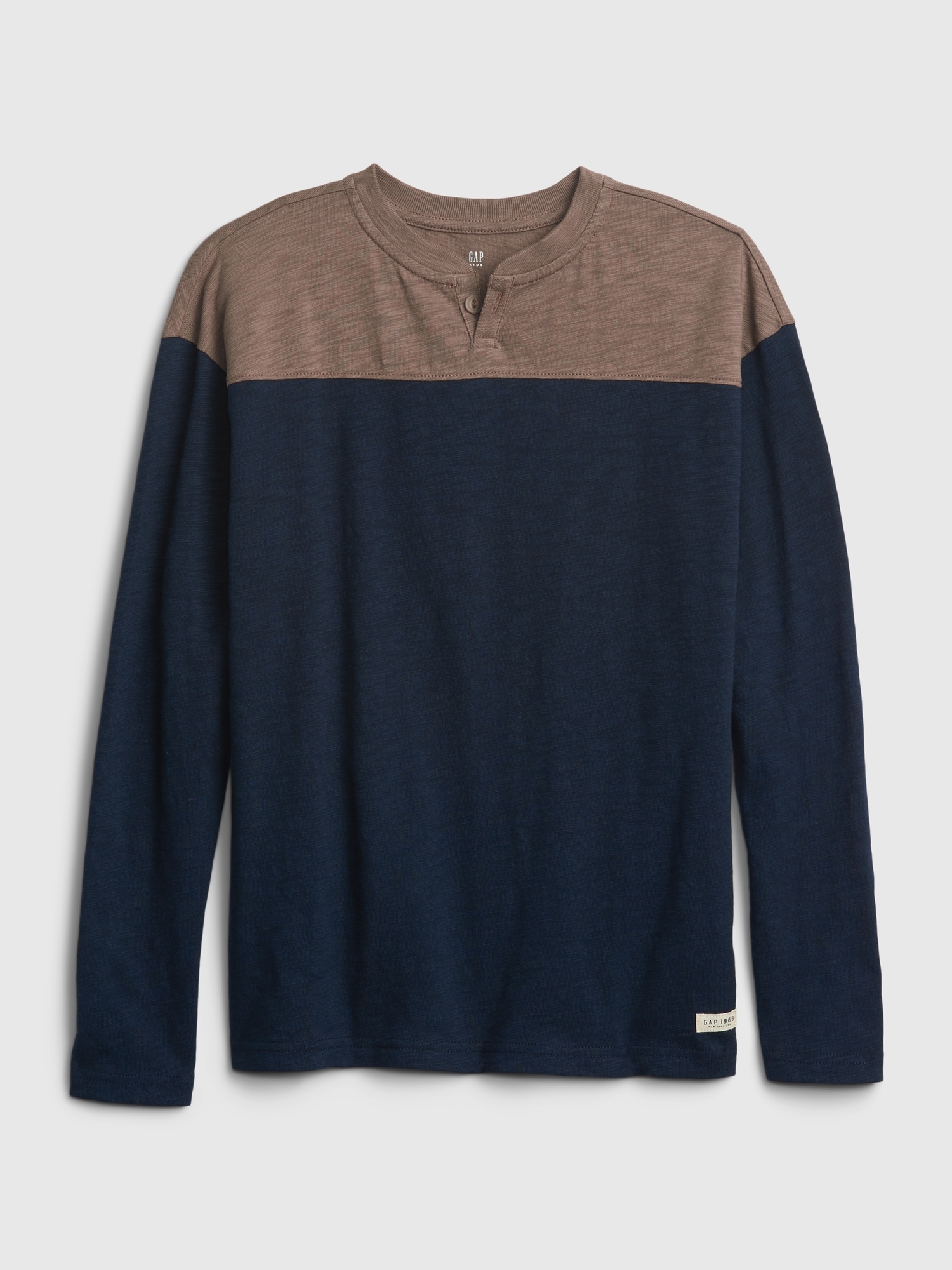 Kids Colorblock One-Button Henley Long Sleeve T-Shirt | Gap