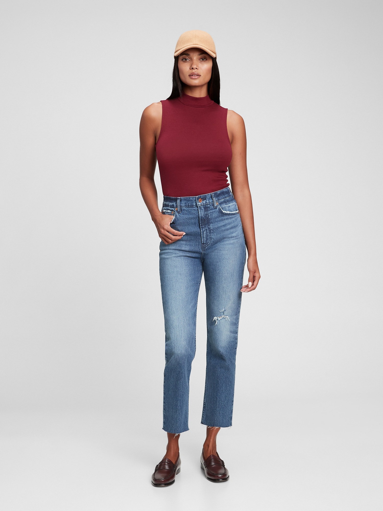 Modern Sleeveless Mockneck T-Shirt | Gap