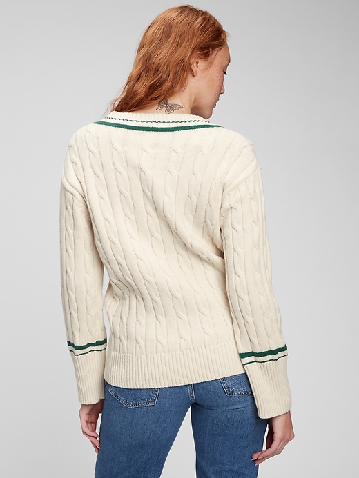 Cable Knit V Neck Sweater Gap