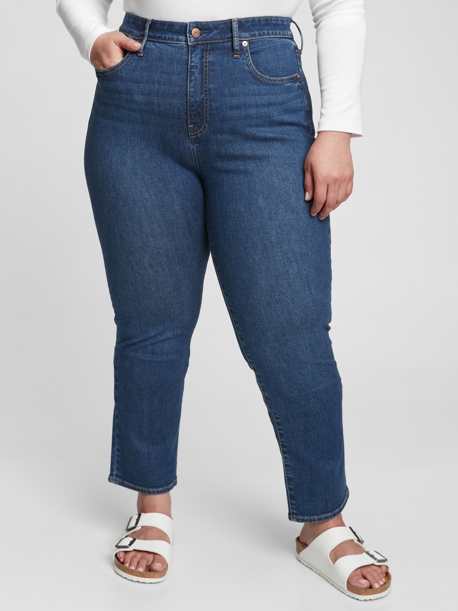 High Rise Classic Straight Jeans with Washwell | Gap