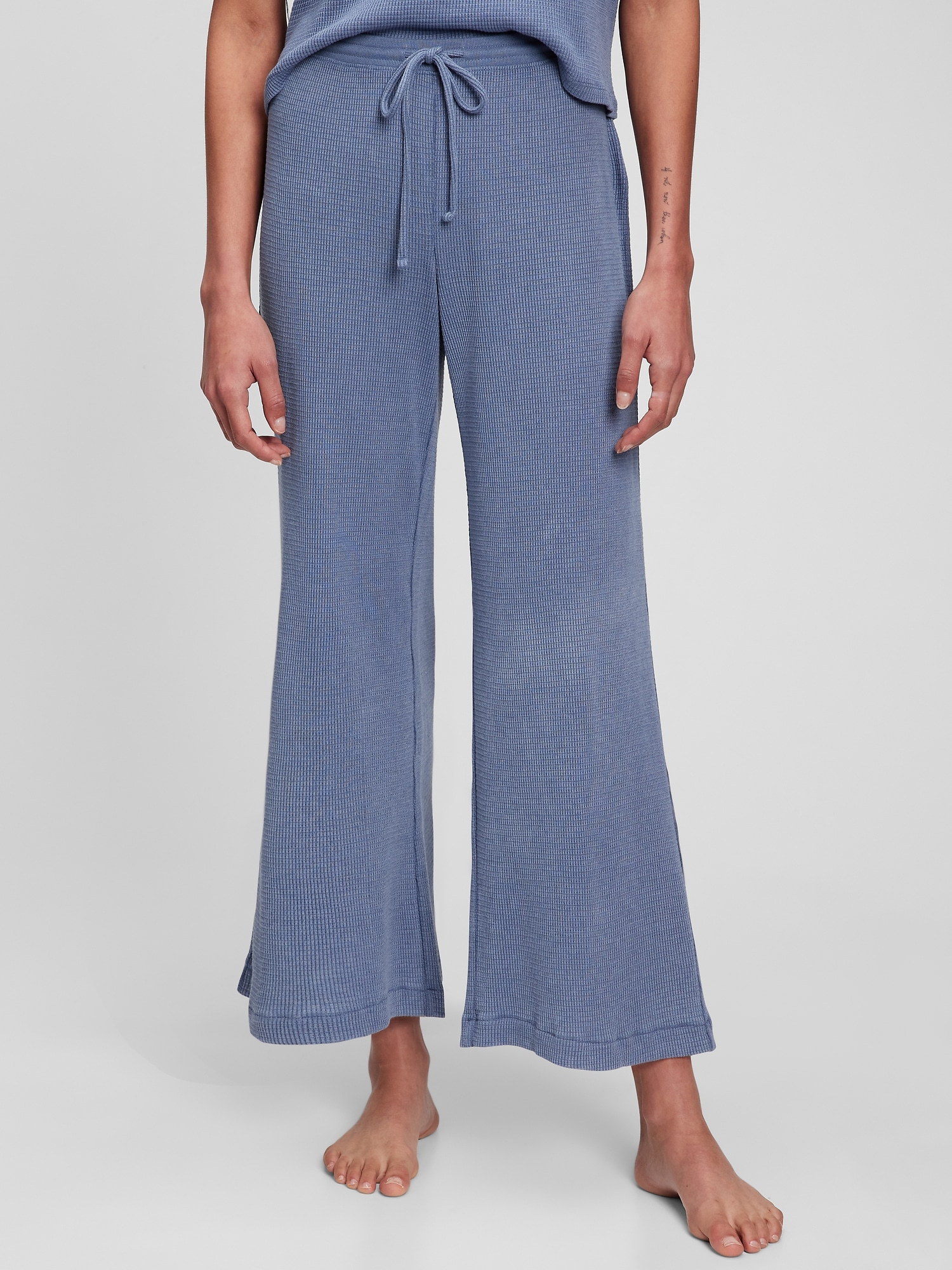 High Rise Wide-Leg Waffle Pants | Gap