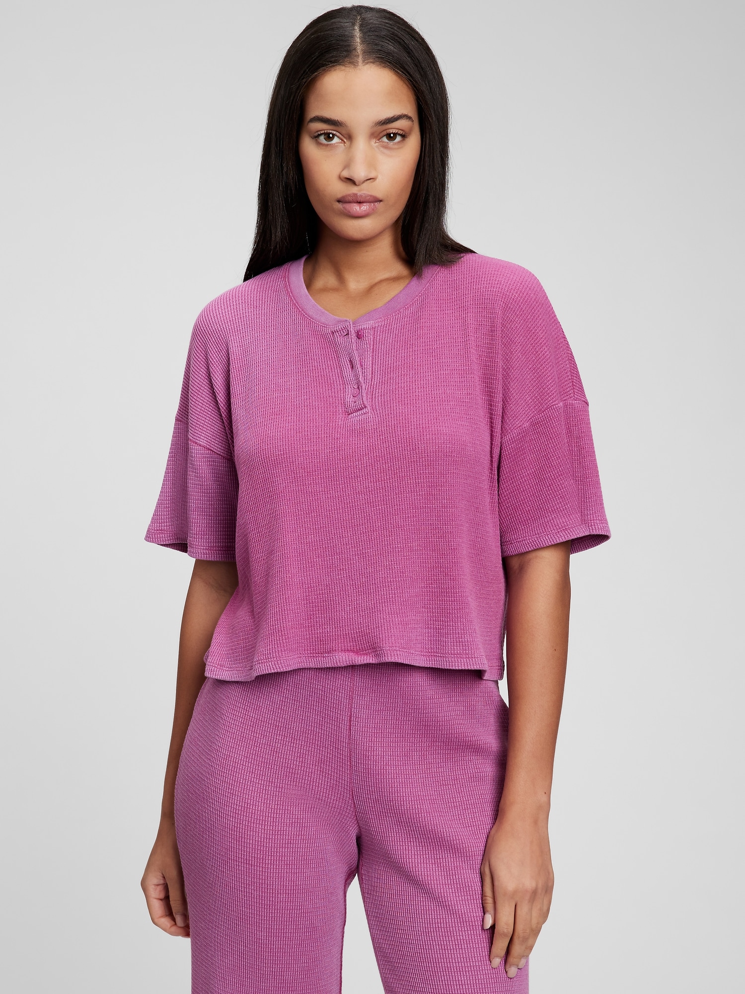 Waffle Cropped Henley | Gap