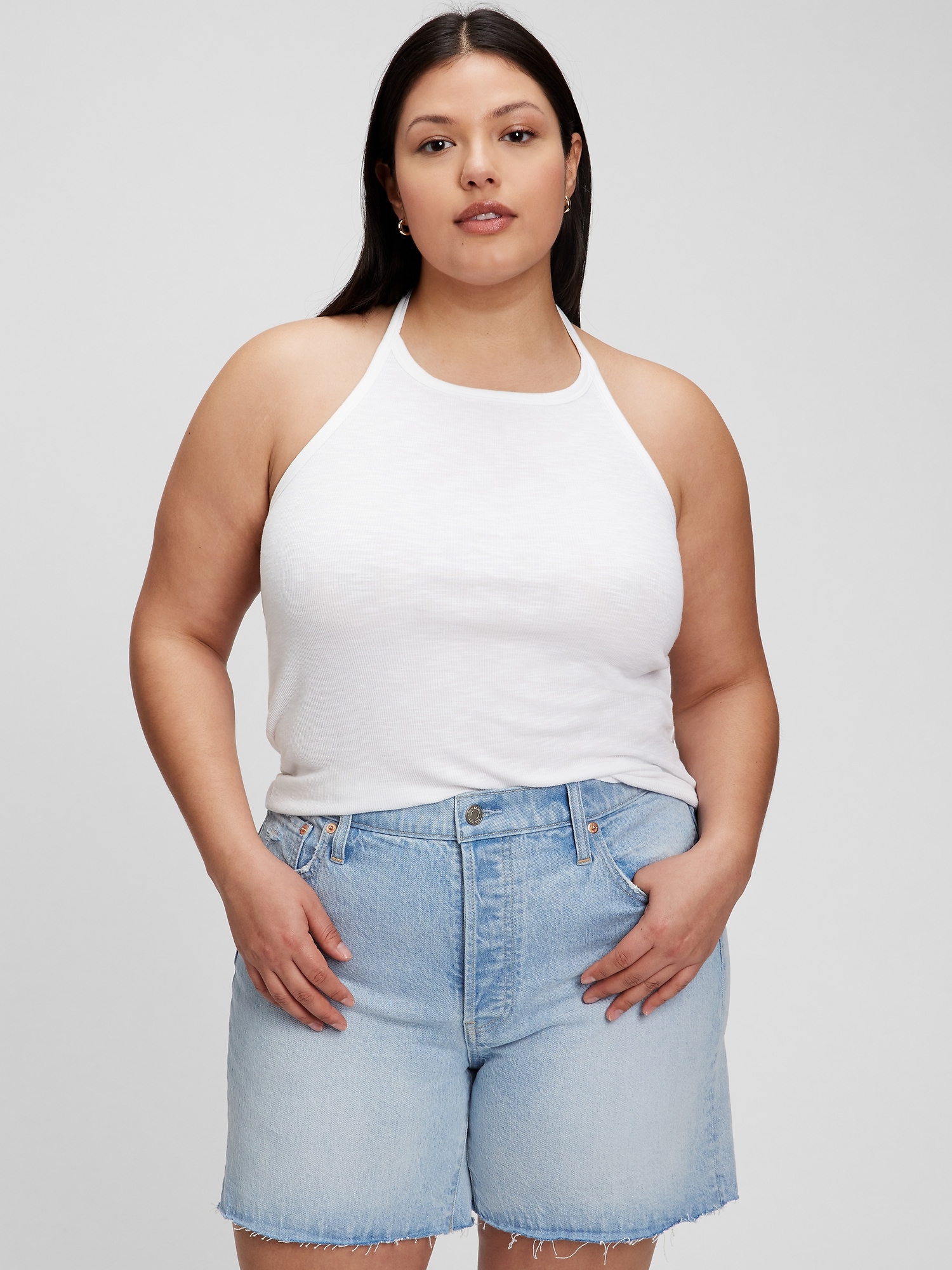 Tie-Back Cropped Halter Tank Top | Gap