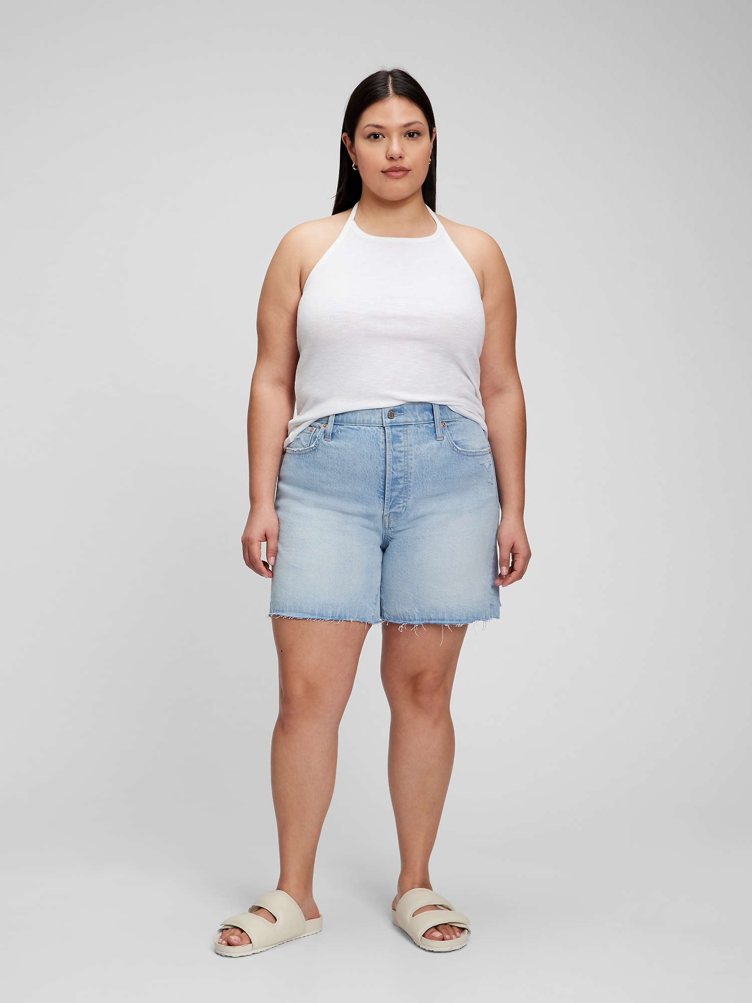 6" High Rise Cheeky Midi Shorts with Washwell | Gap