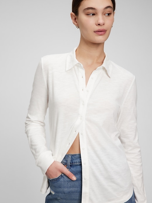 Soft Knit Button-Front Shirt | Gap