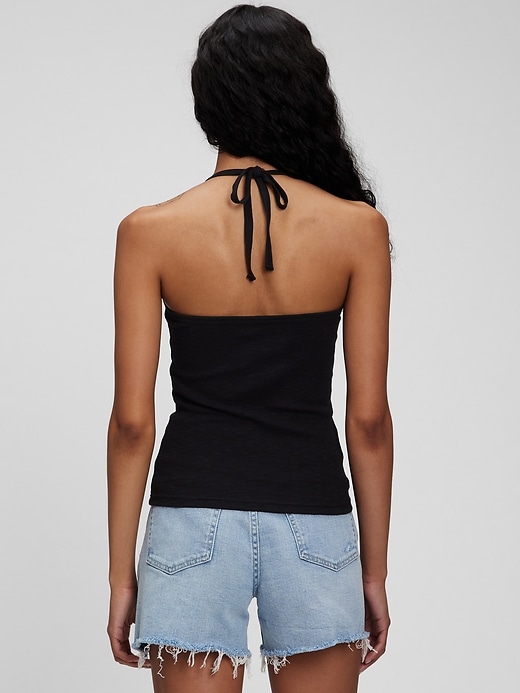 Tie-Back Cropped Halter Tank Top | Gap