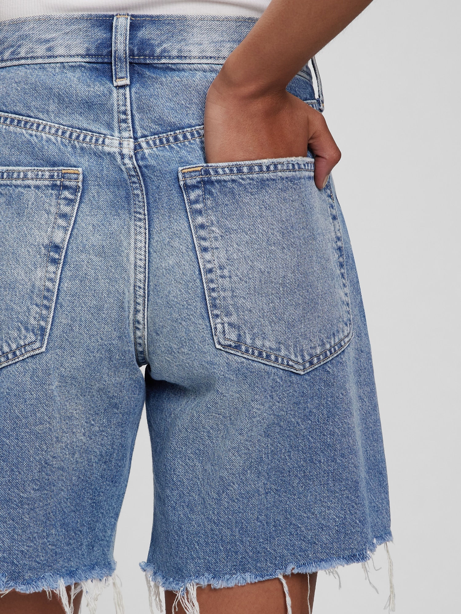 Mid Rise Loose Denim Bermuda Shorts With Washwell Gap