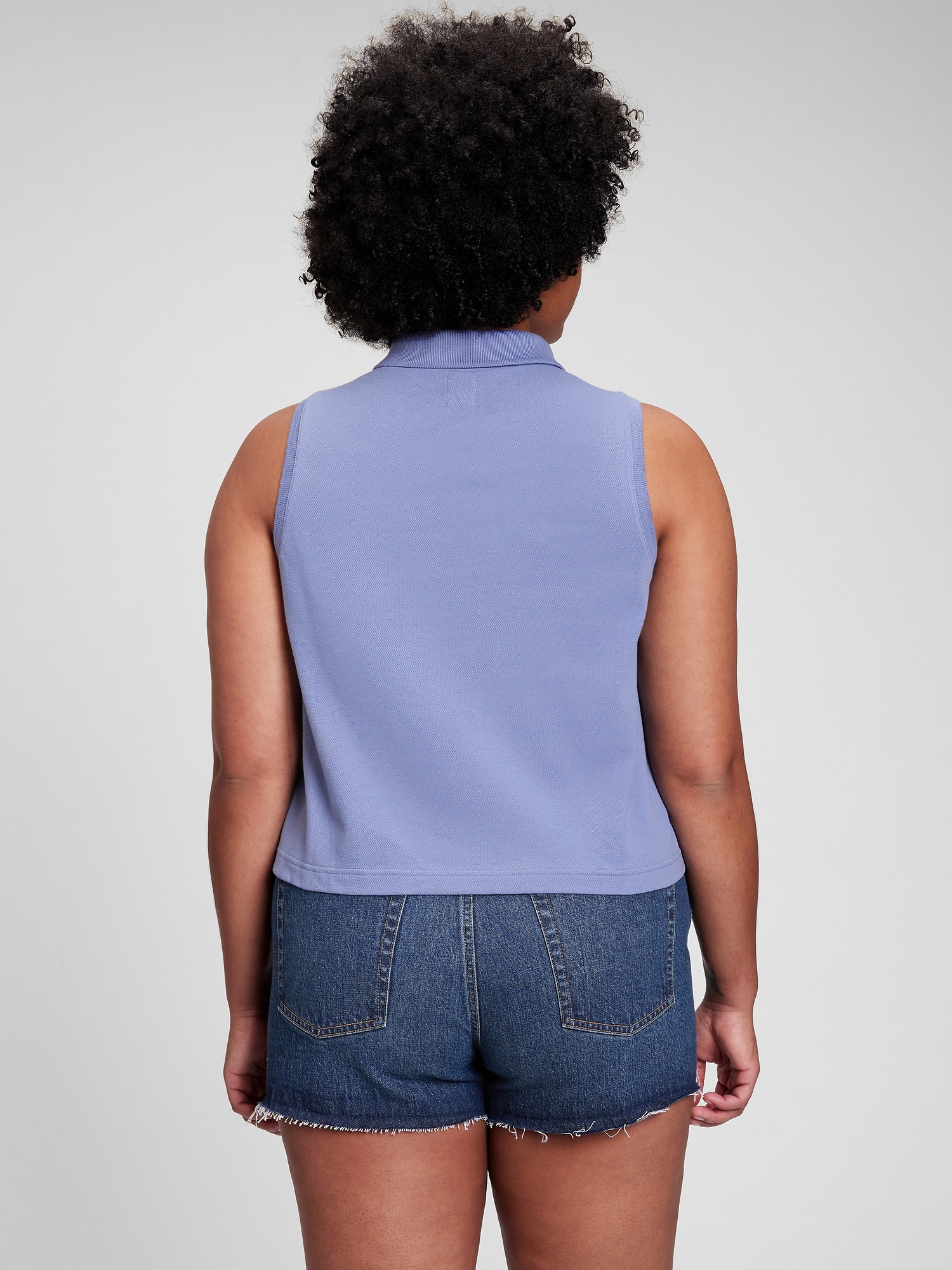 Sleeveless Cropped Pique Polo | Gap