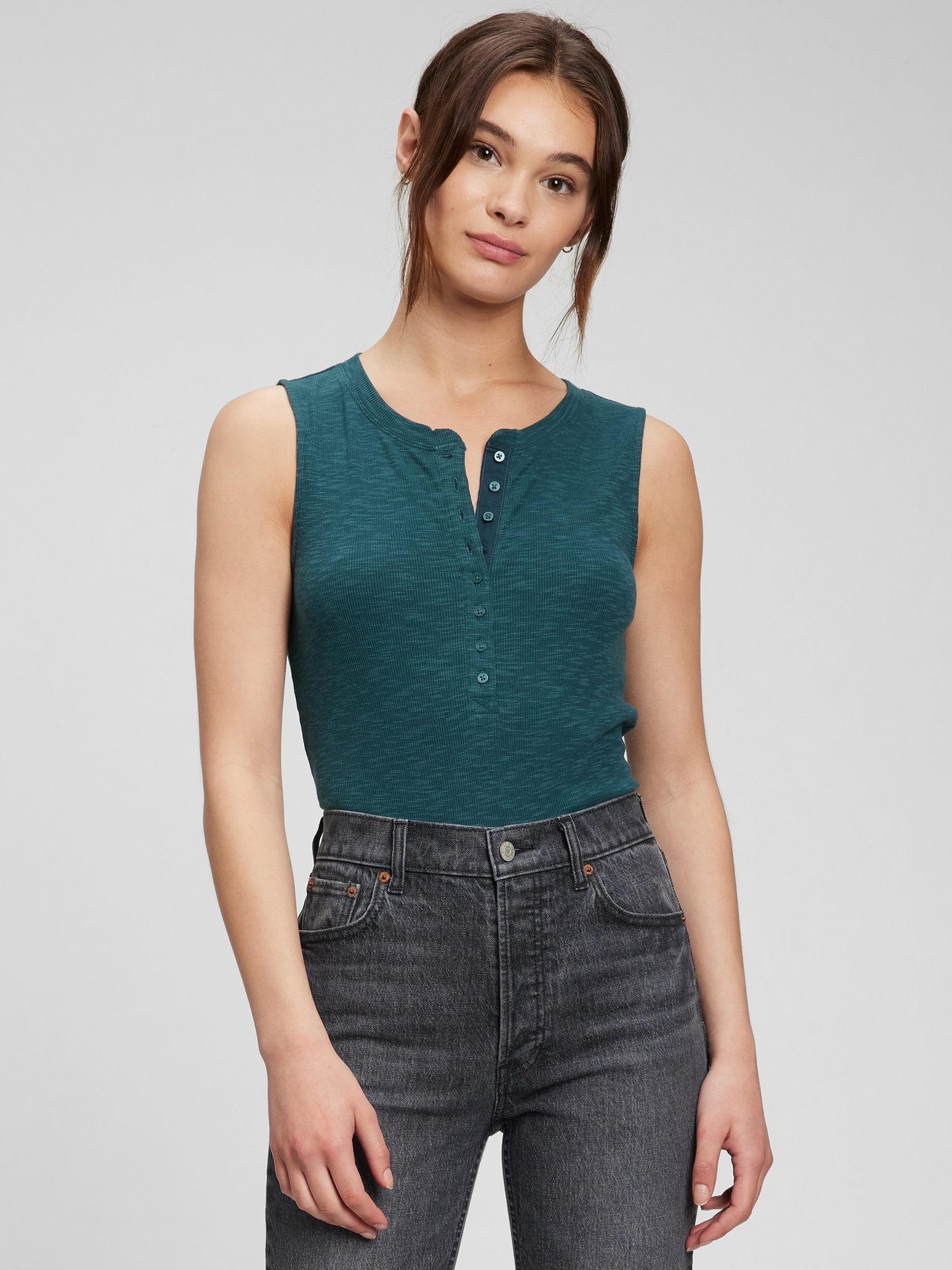 Slub Henley Tank Top | Gap