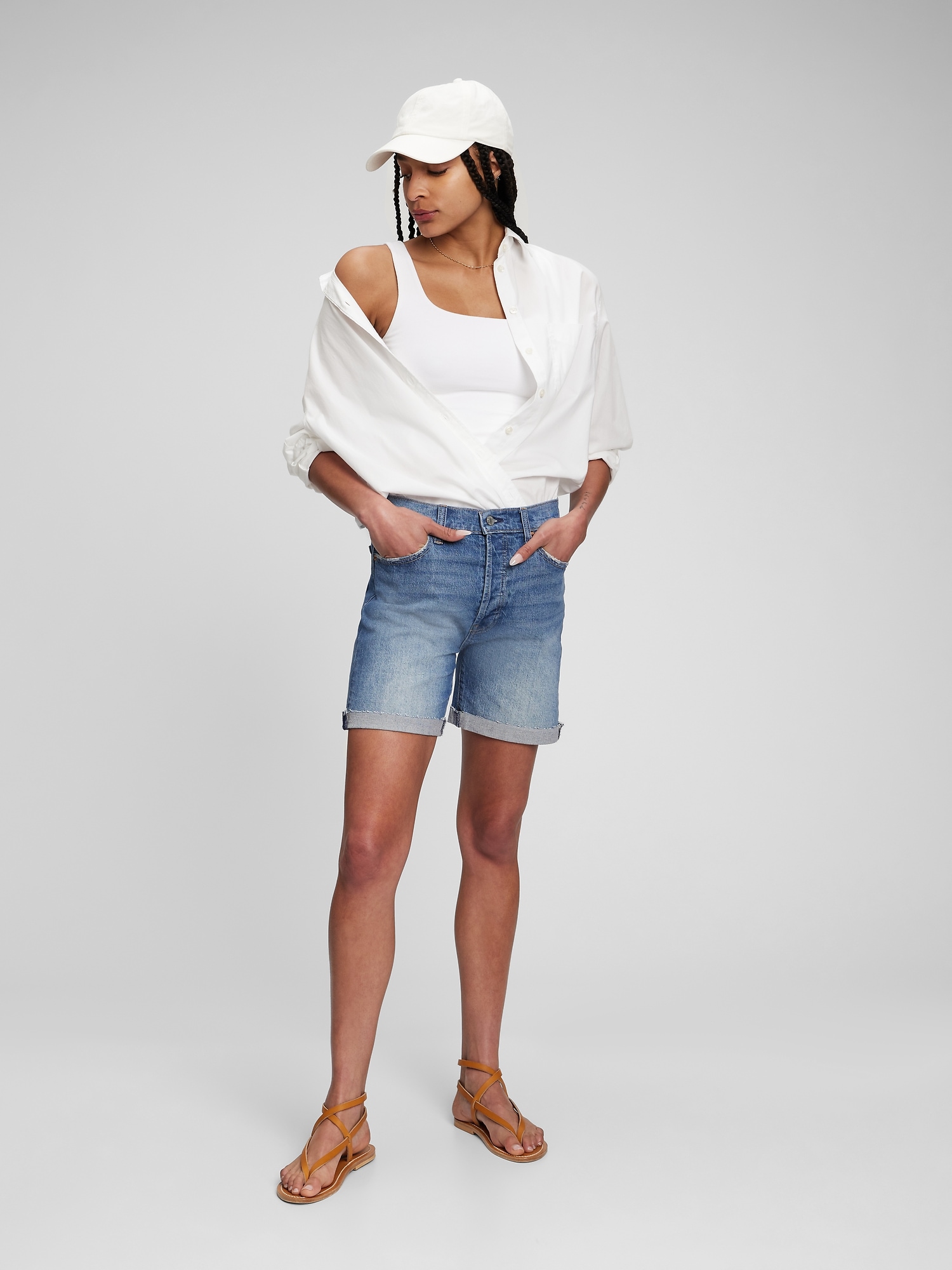 6" High Rise Cheeky Midi Shorts with Washwell | Gap