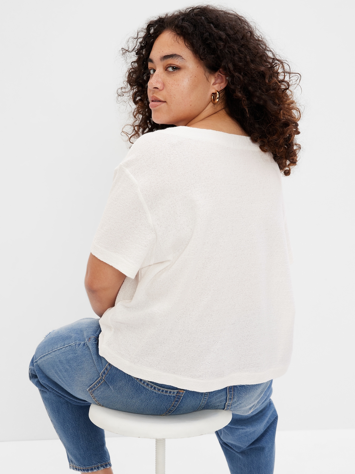 Crepe Relaxed Cropped T-Shirt | Gap
