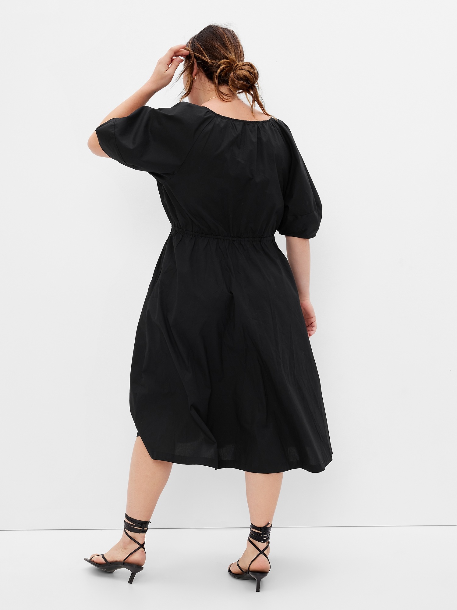Puff Sleeve Keyhole Midi Dress | Gap