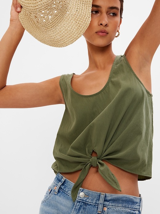 TENCEL™ Lyocell Cropped Knot Tank Top | Gap