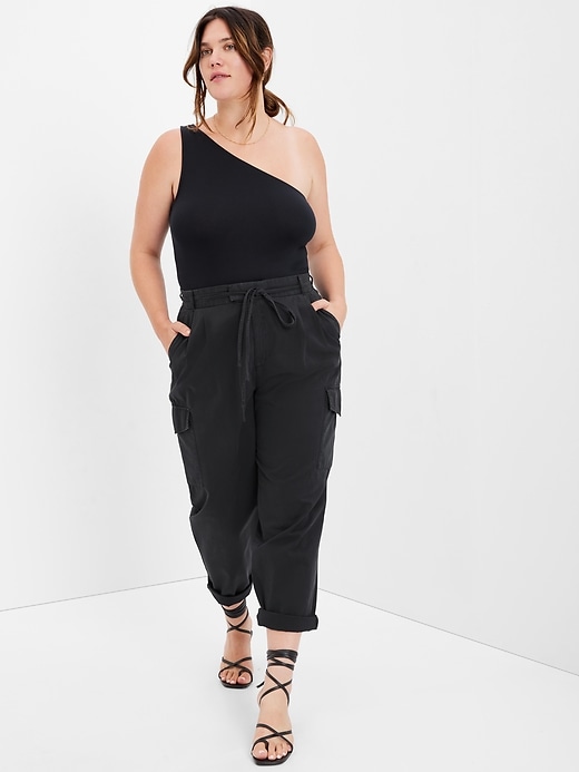 High Rise Pleated Cargo Pants with Washwell | Gap