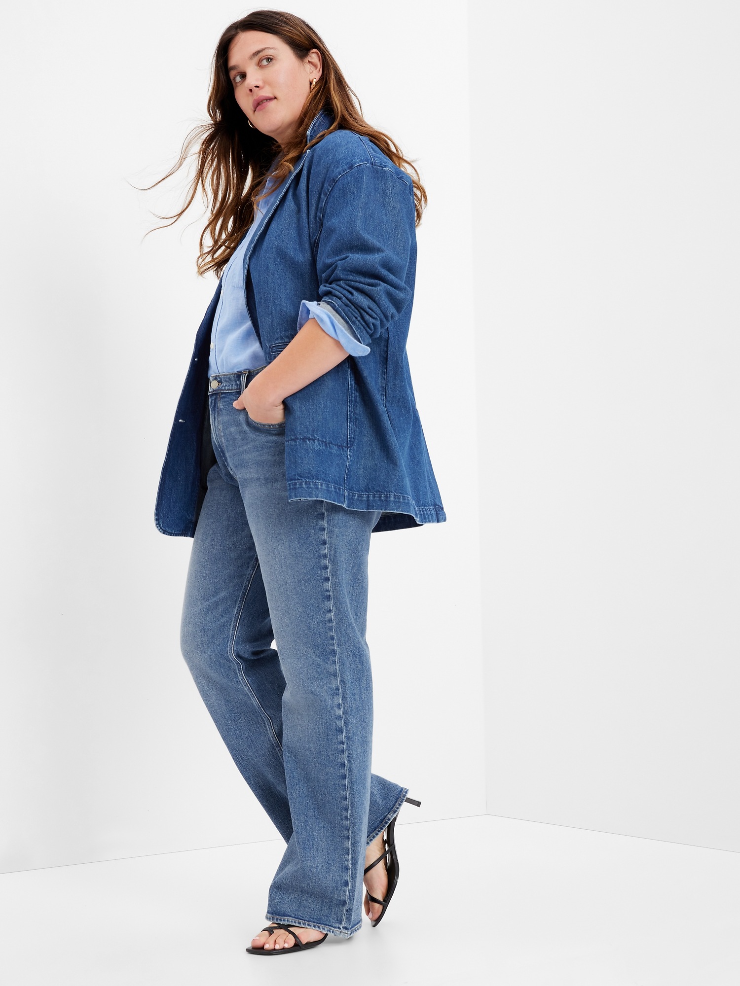 Mid Rise 90s Loose Flare Jeans With Washwell Gap