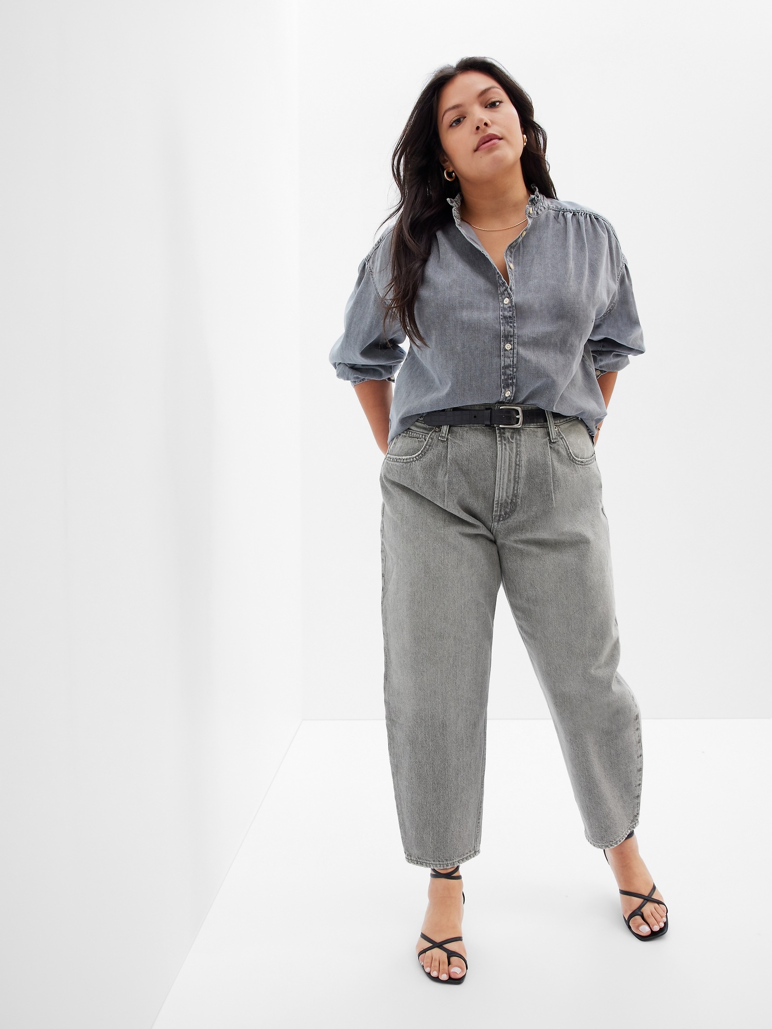High Rise Barrel Jeans with Washwell | Gap