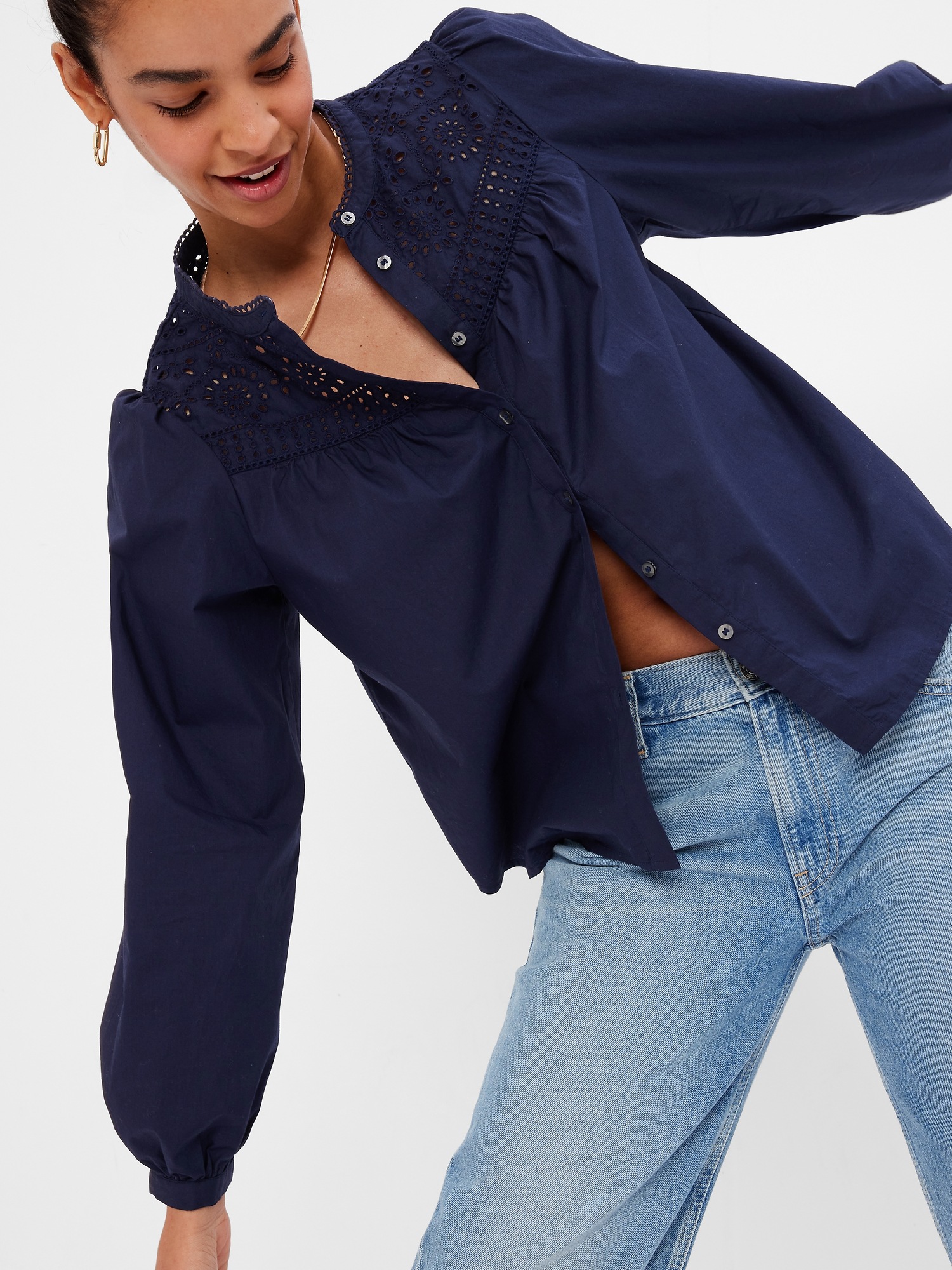 Eyelet Puff Sleeve Shirt | Gap