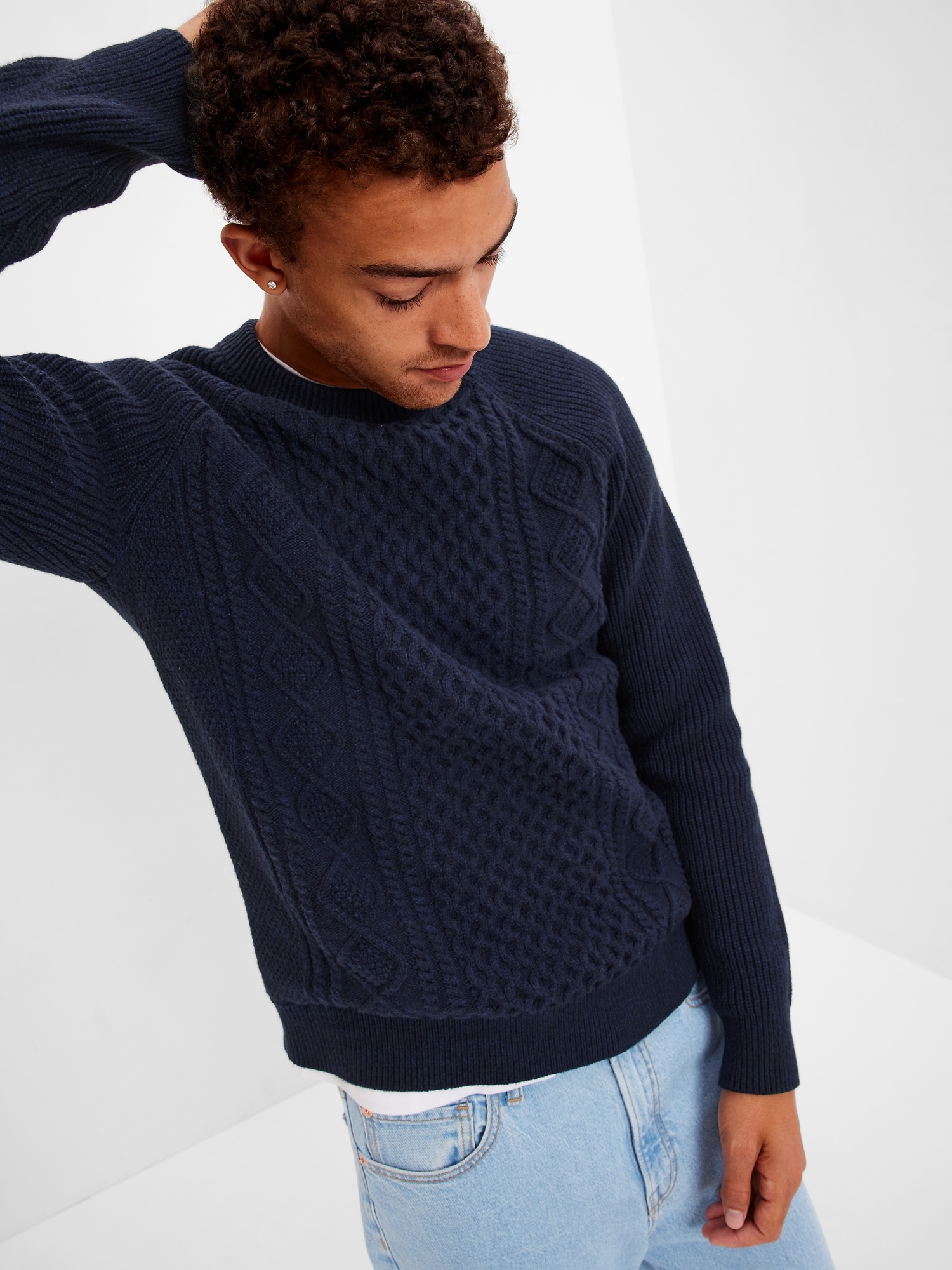 Cable Knit Crewneck Sweater Gap