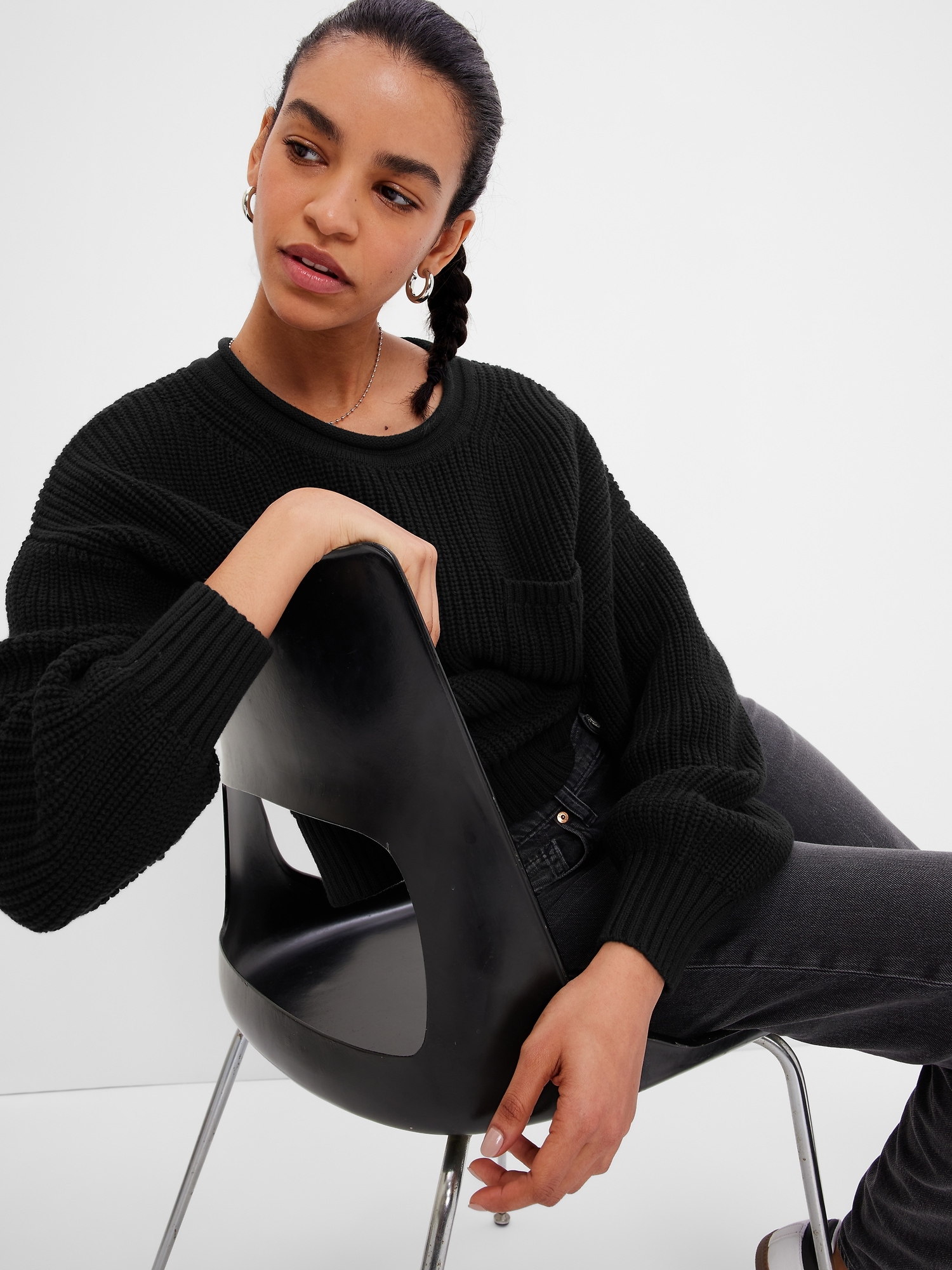 Shaker-Stitch Pocket Sweater | Gap