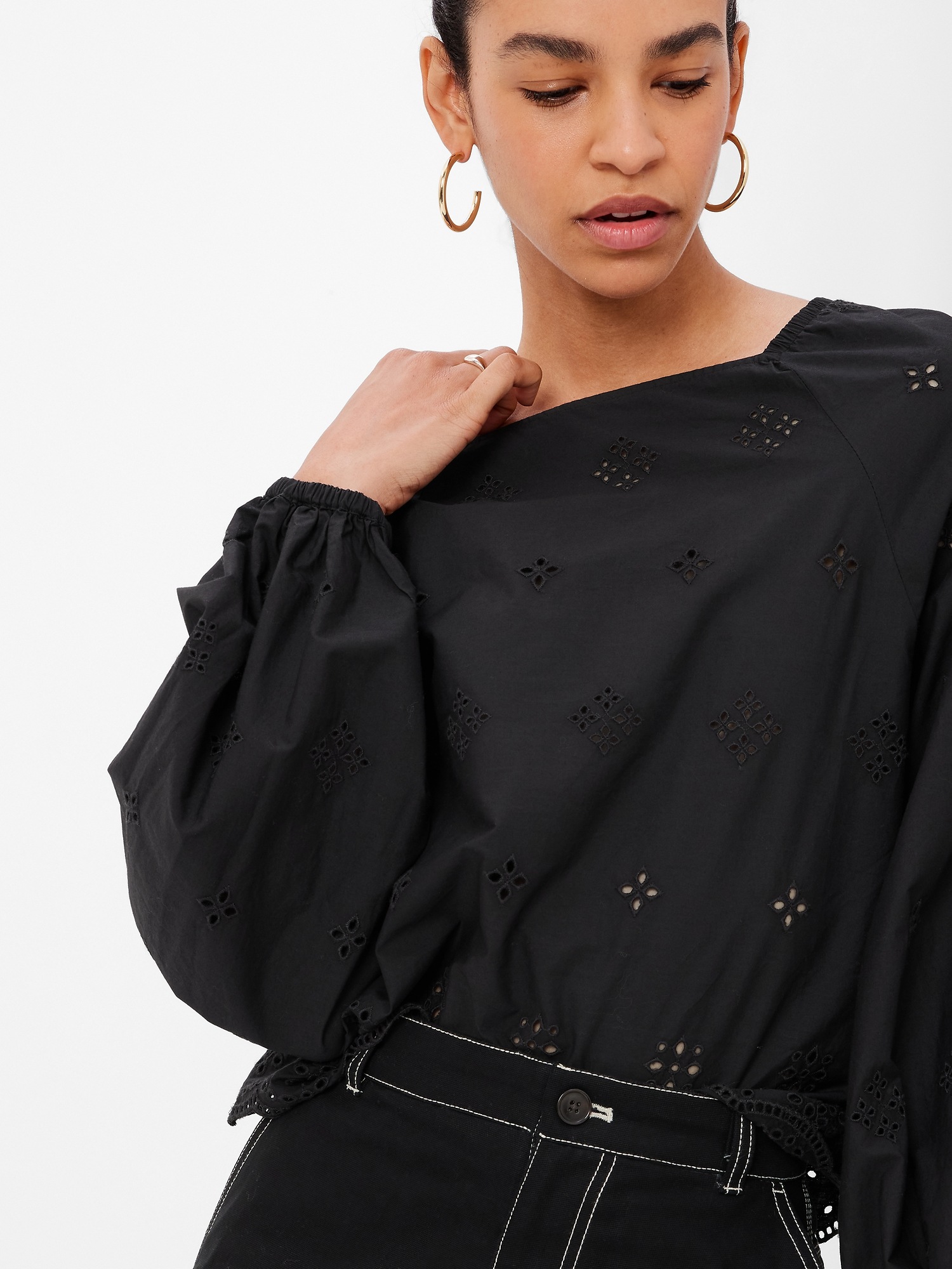 Balloon Sleeve Eyelet Top | Gap