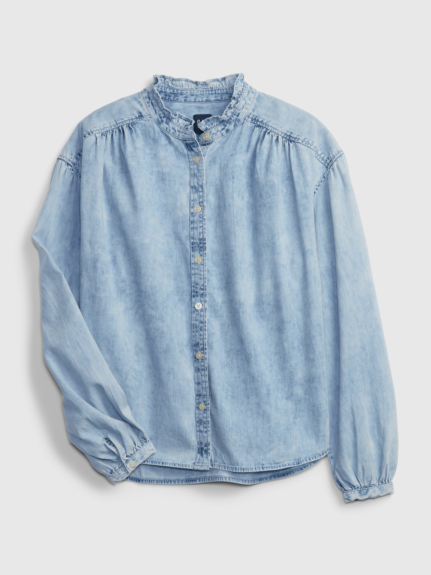 Denim Ruffle Neck Shirt with Washwell | Gap