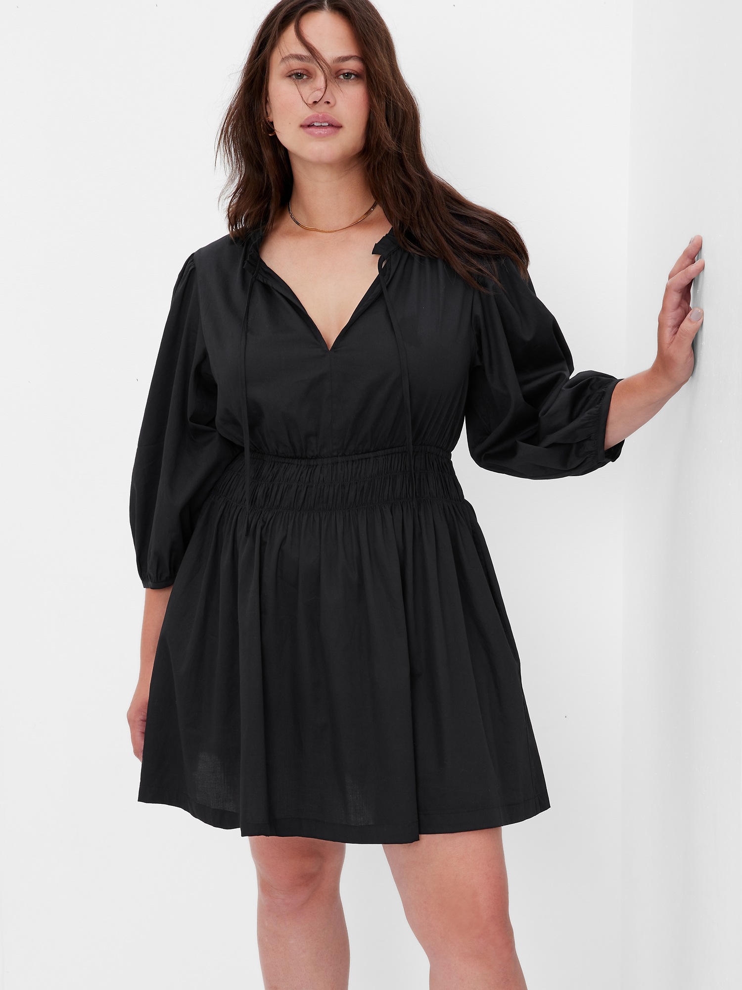 Smocked Waist Puff Mini Dress | Gap