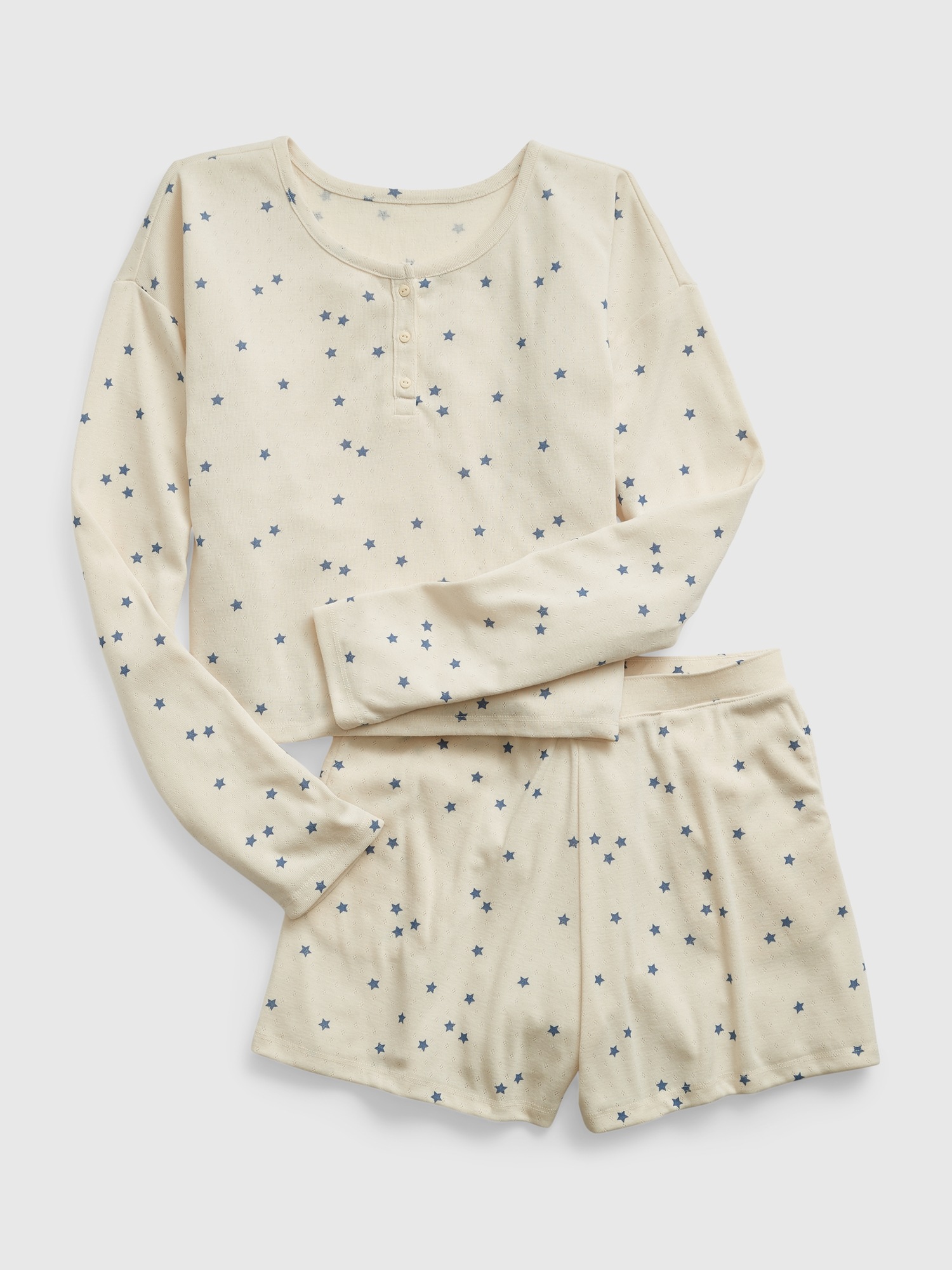 Teen 100% Recycled Rib Henley PJ Shorts Set | Gap