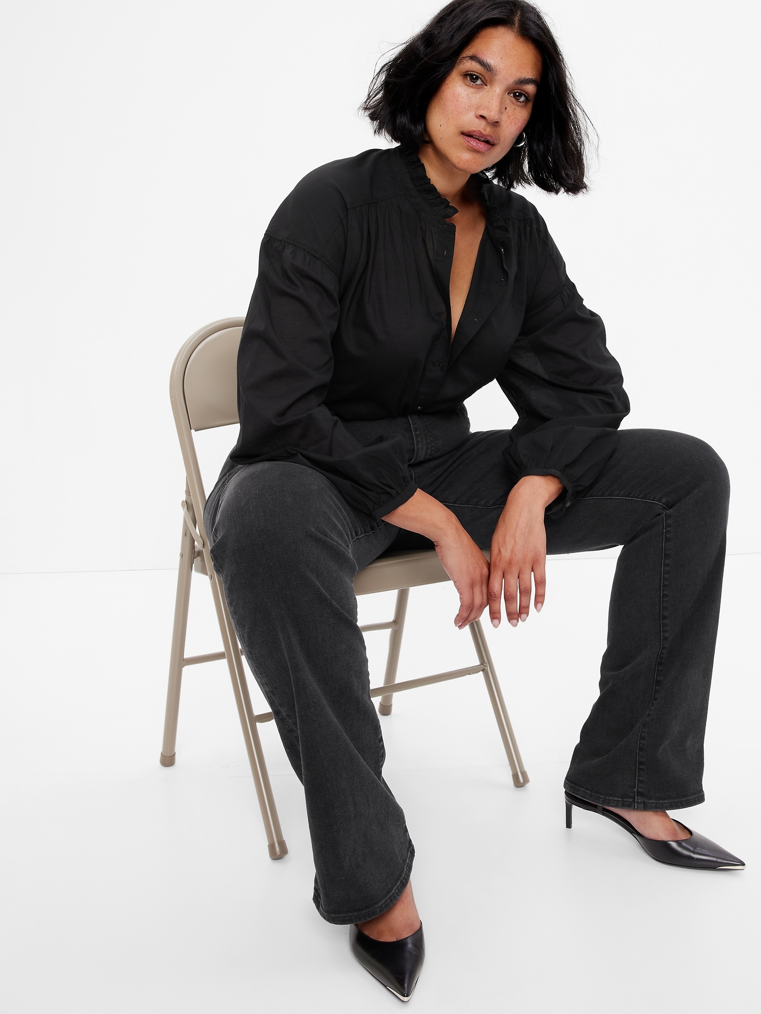 Ruffle Neck Shirt | Gap