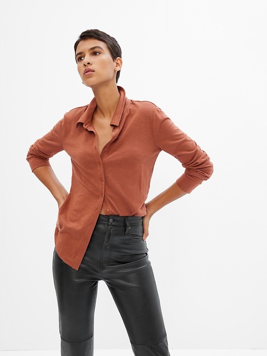 Soft Knit Button-Up Shirt | Gap
