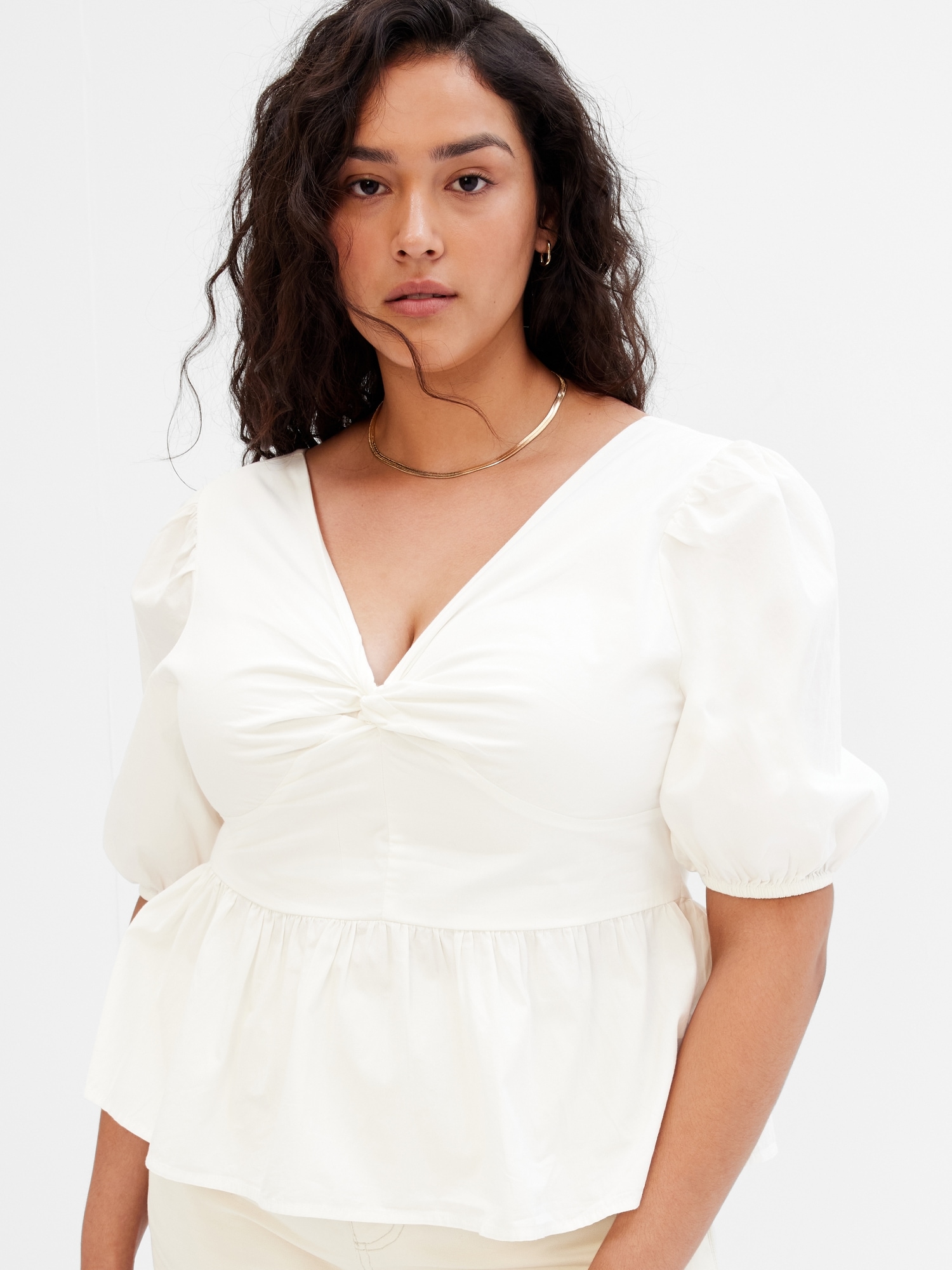 Twist-Front Peplum Top | Gap