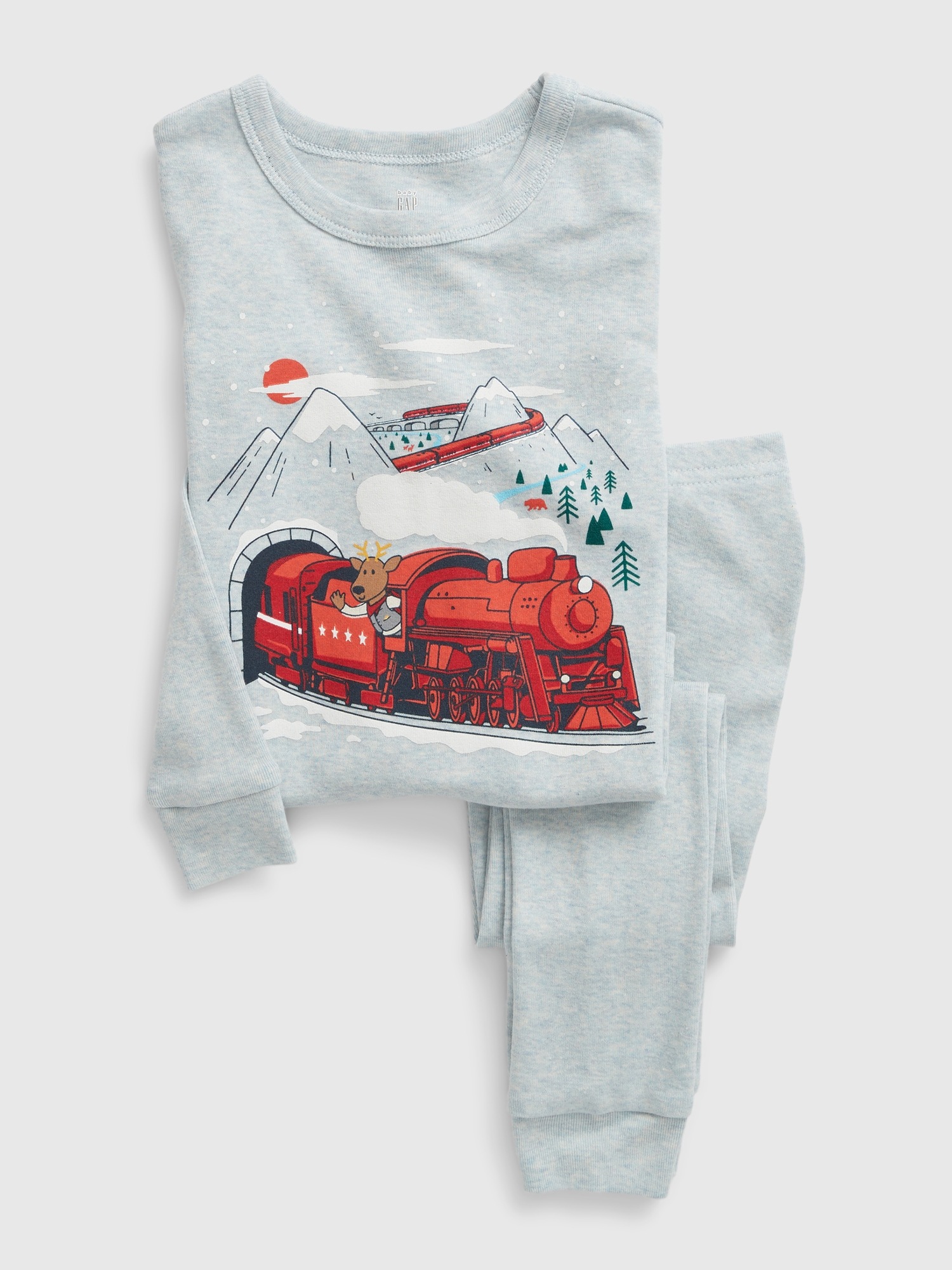 babyGap 100% Organic Cotton Winter Train PJ Set | Gap