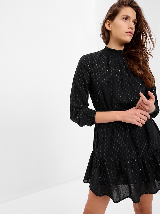 Mockneck Metallic Mini Dress | Gap