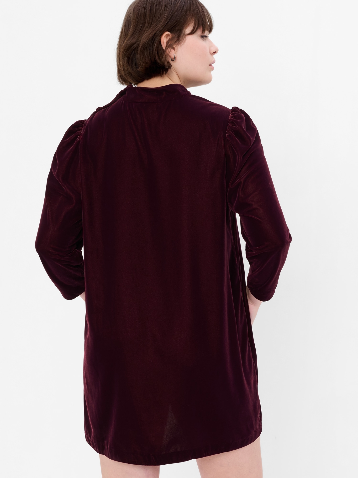 Puff Sleeve Mockneck Velvet Mini Dress | Gap