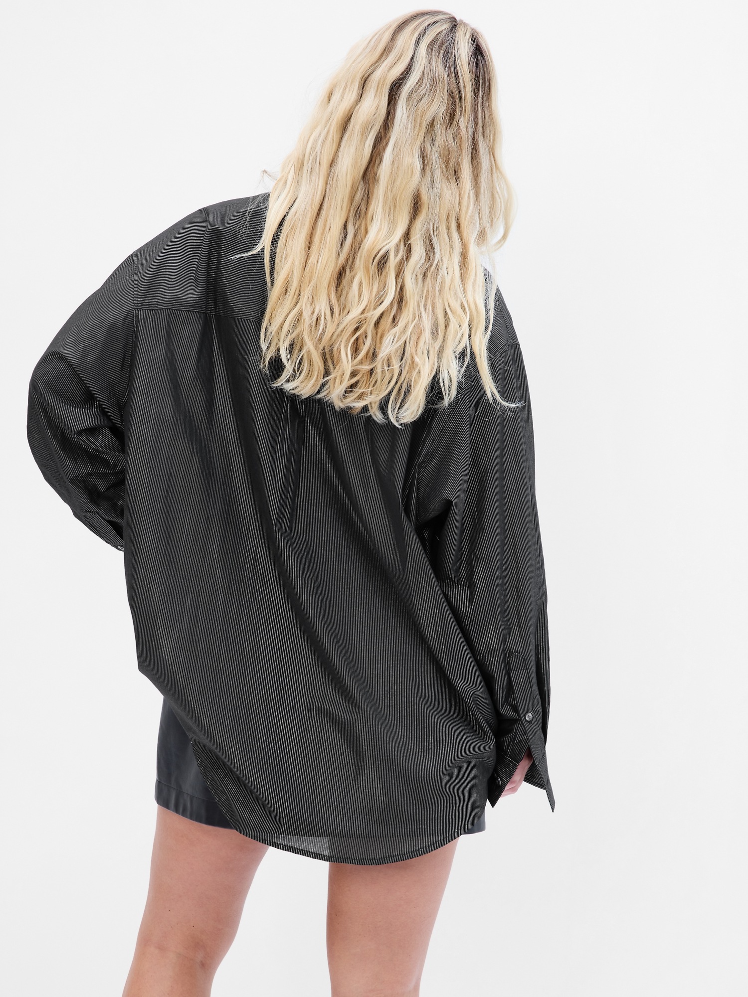 Metallic Stripe Big Shirt | Gap