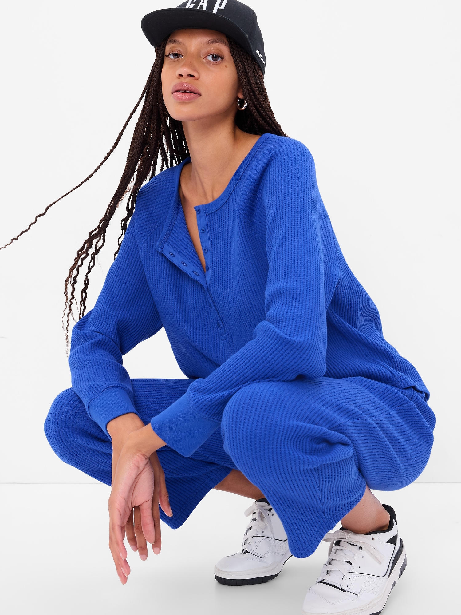 Waffle Raglan Henley T-Shirt | Gap