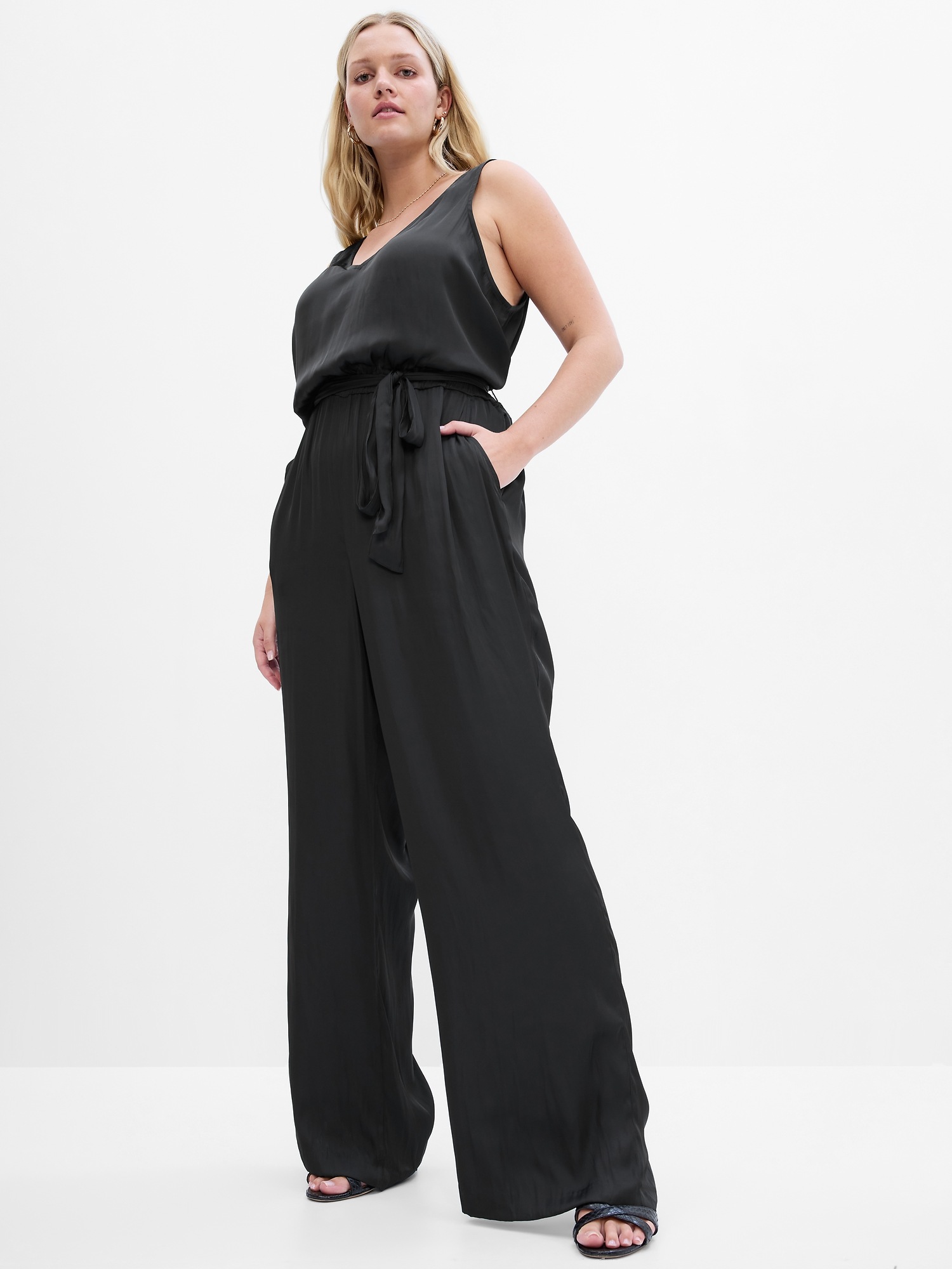 Wide-Leg Satin Jumpsuit | Gap