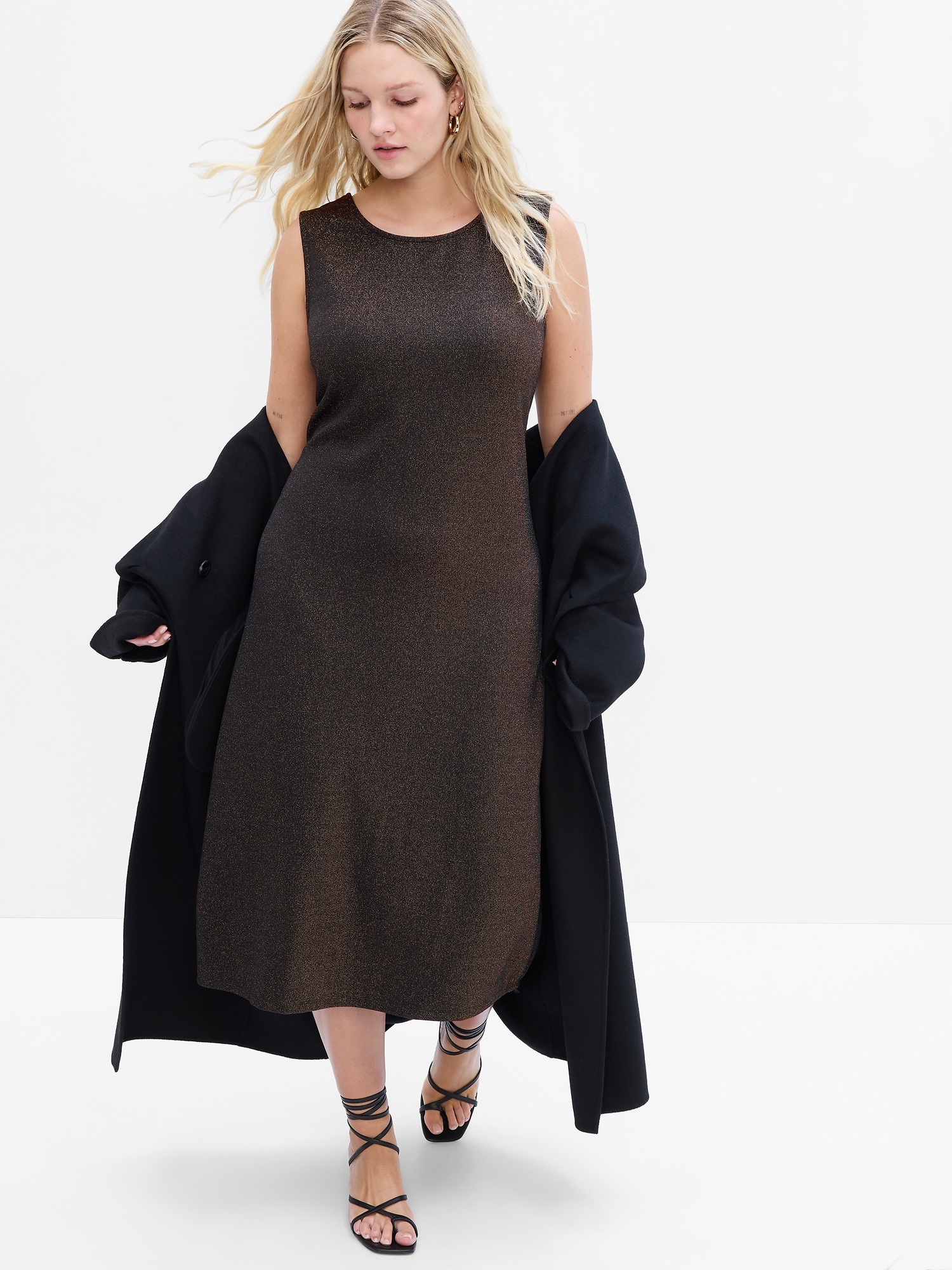 Low Back Metallic Midi Dress | Gap