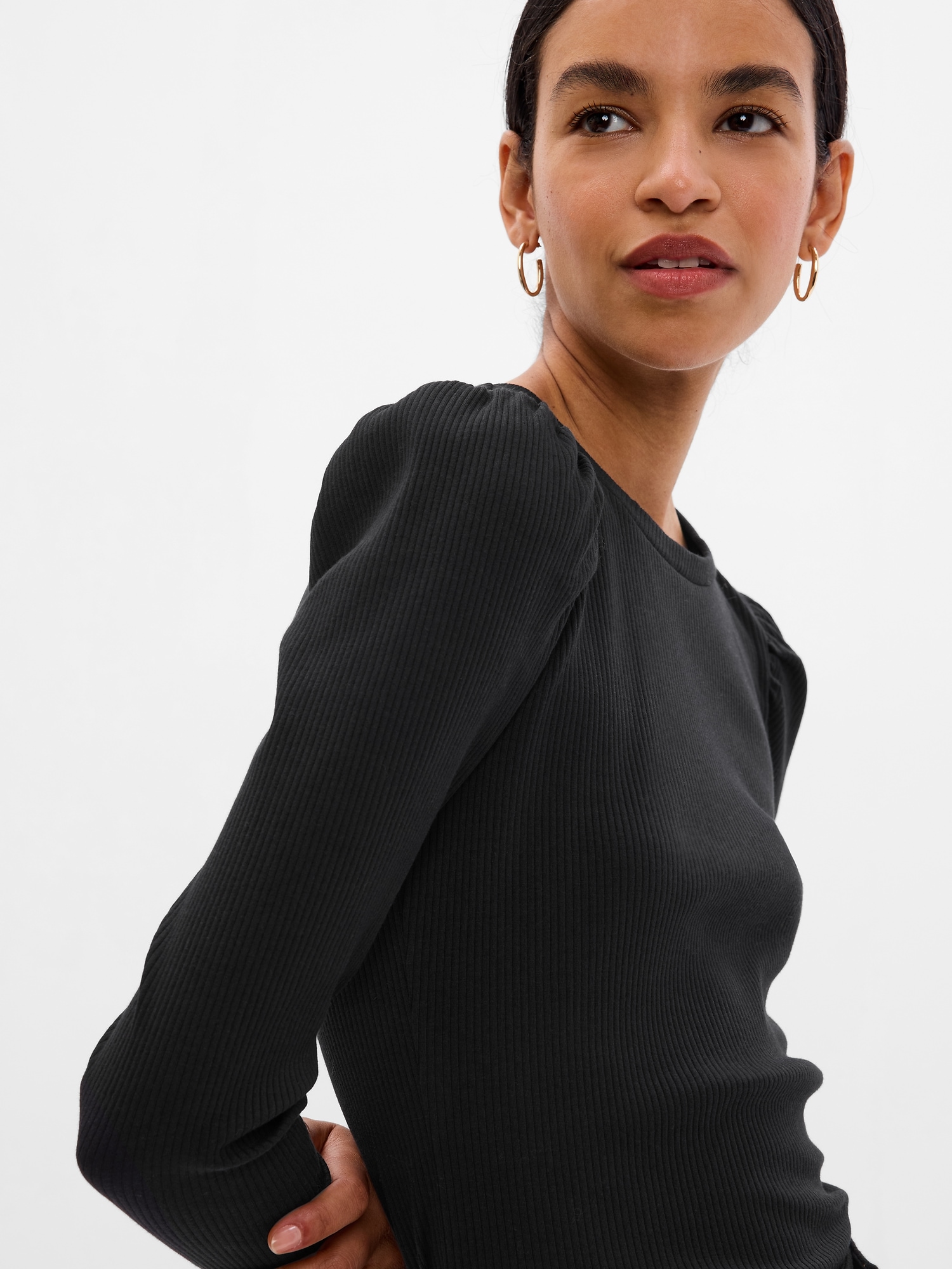 Puff Sleeve Rib T-Shirt | Gap