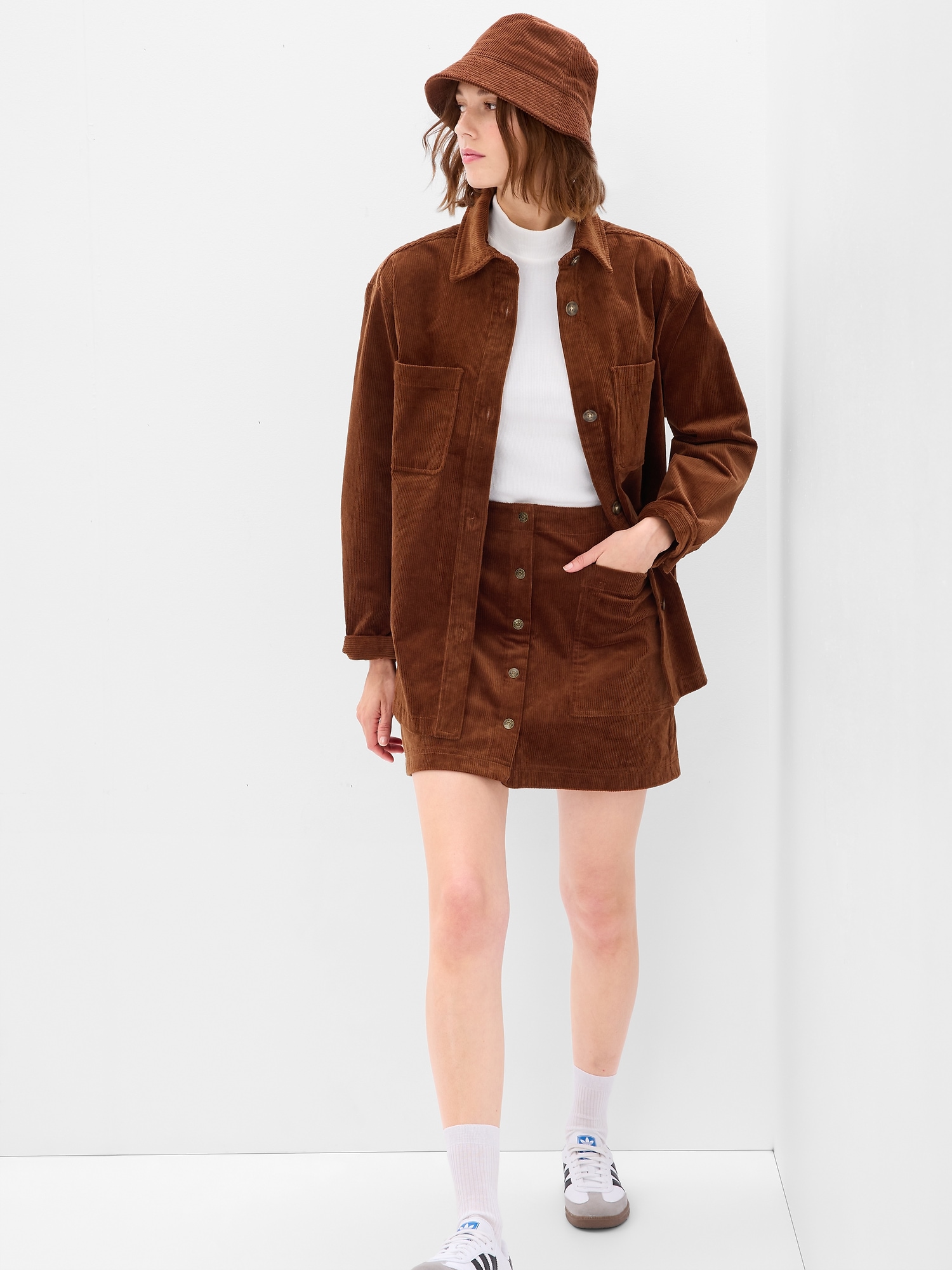 Snap-Front Corduroy Mini Skirt | Gap
